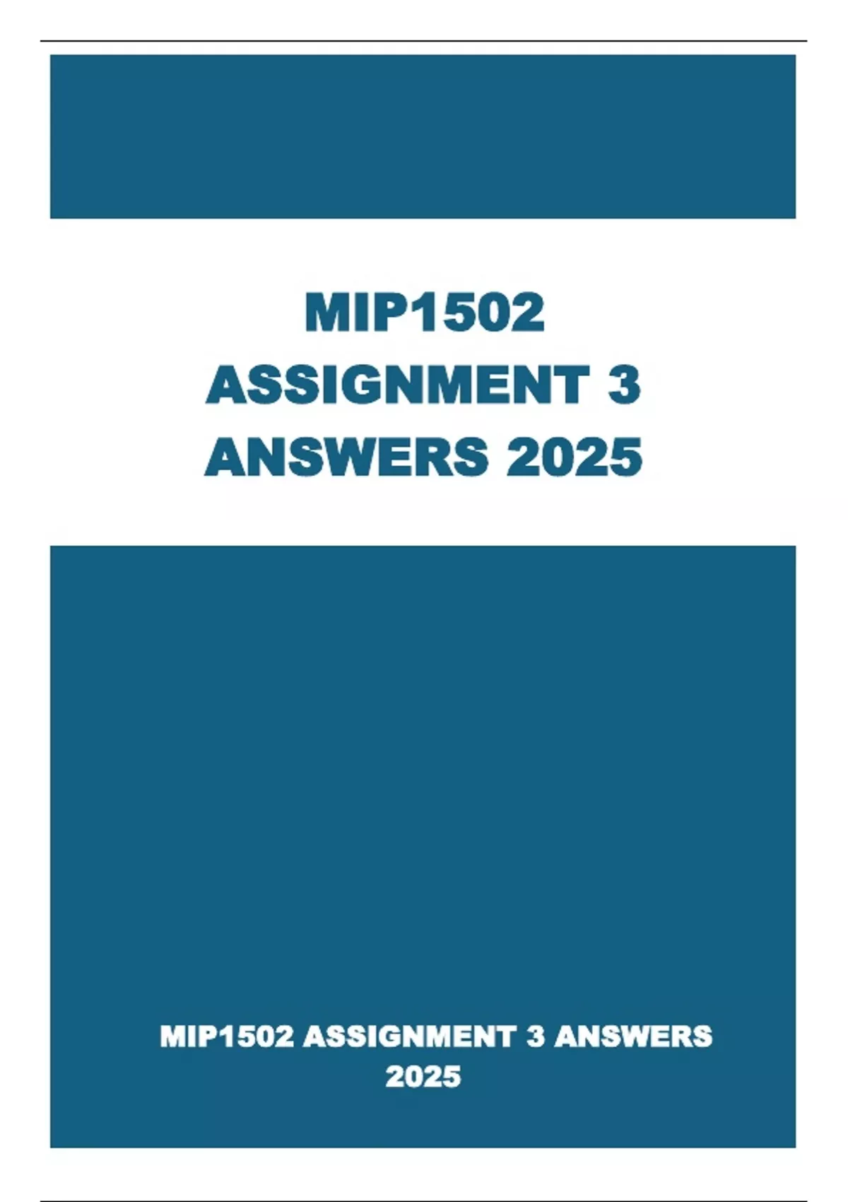 MIP1502 ASSIGNMENT 3 ANSWERS 2025 - MIP1502 (MIP1502) - Stuvia SA