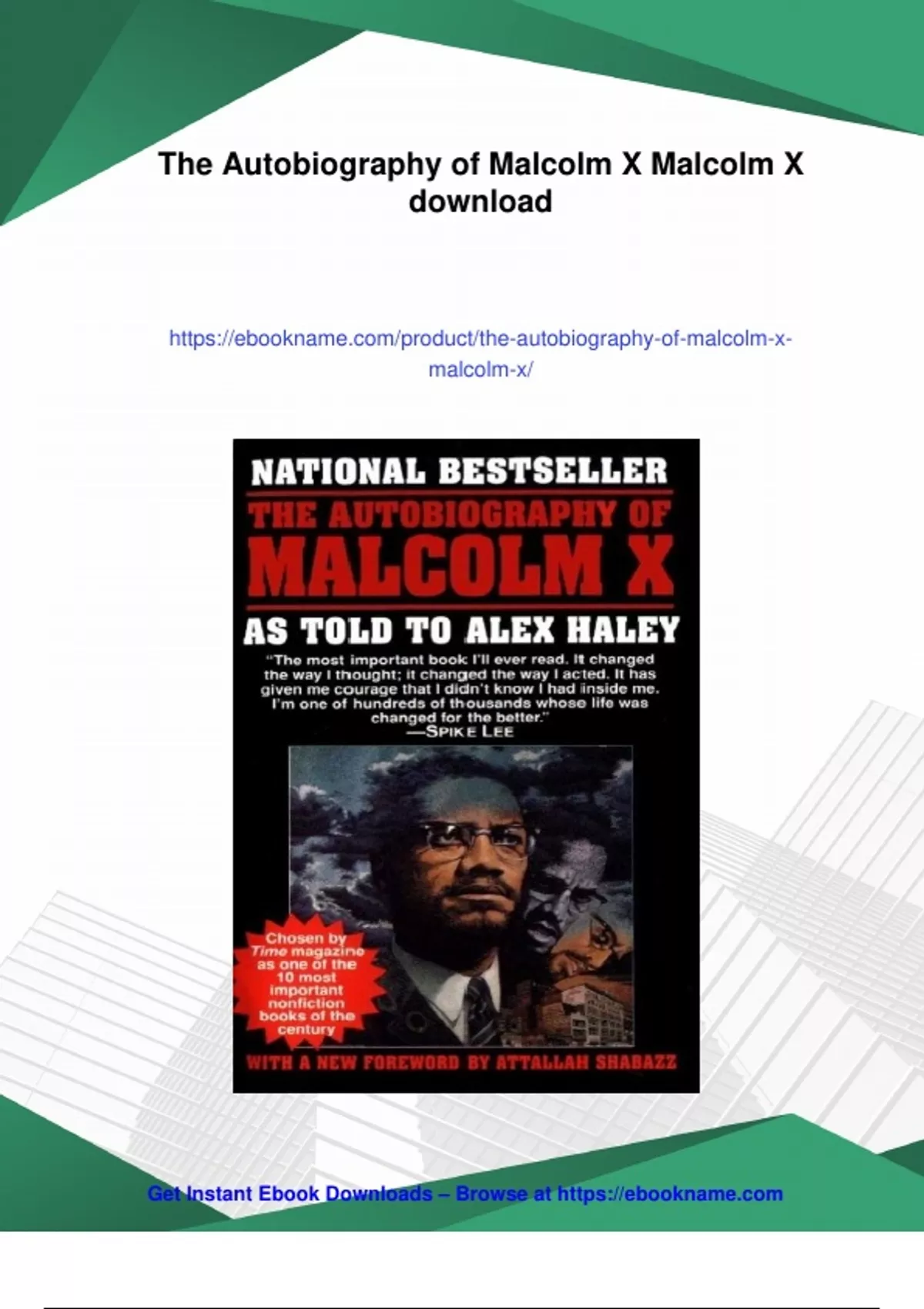 Summary The Autobiography of Malcolm X Malcolm X - Digital Download - Ebookname - Stuvia US