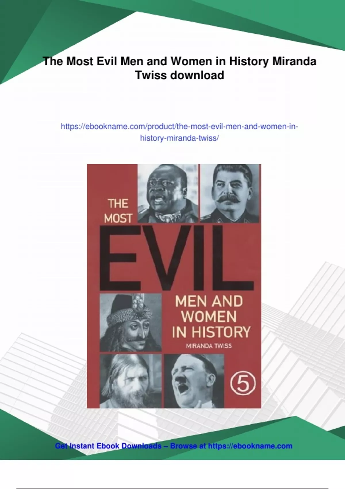 Summary The Most Evil Men and Women in History Miranda Twiss - Instant ...