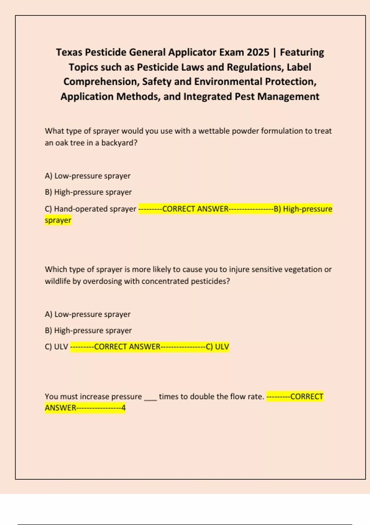 Texas Pesticide General Applicator Exam 2025 | Featuring Topics such as ...