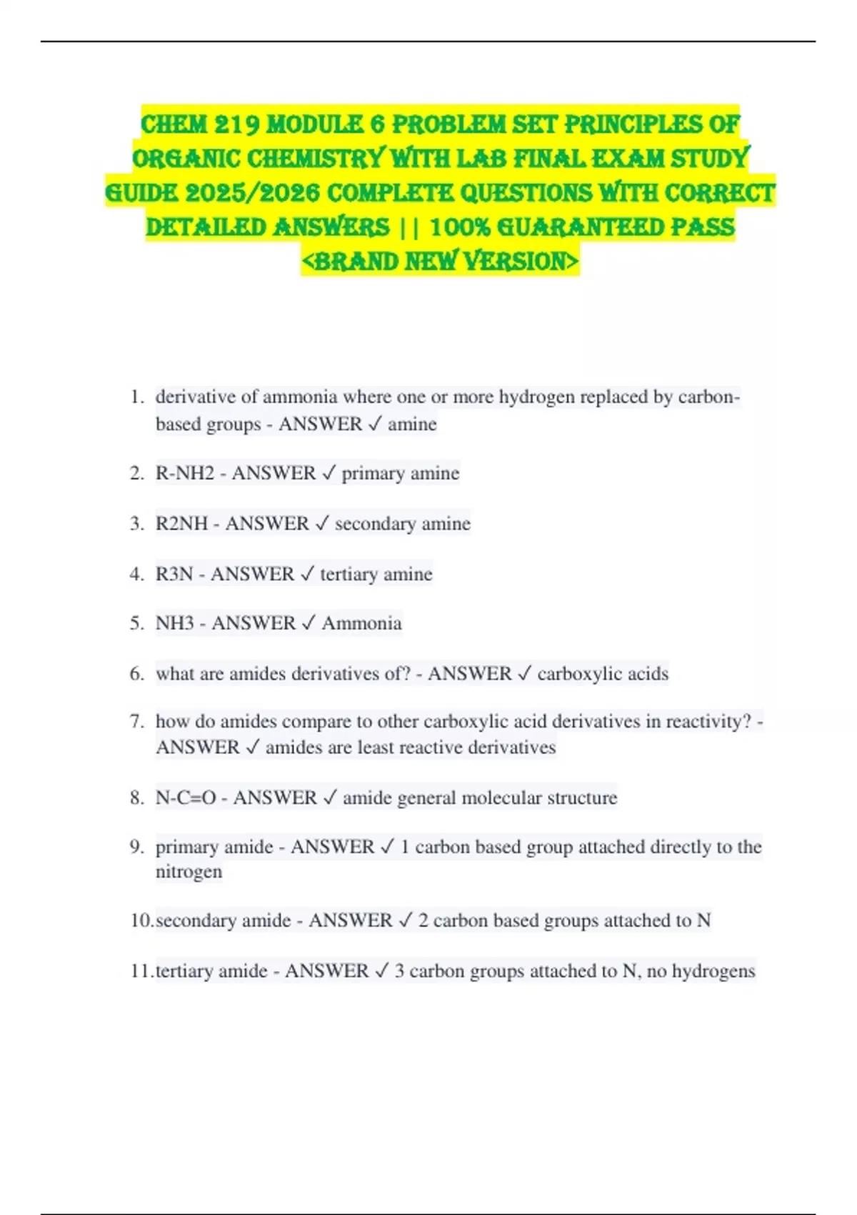 CHEM 219 Module 6 Problem Set Principles of Organic Chemistry with Lab ...