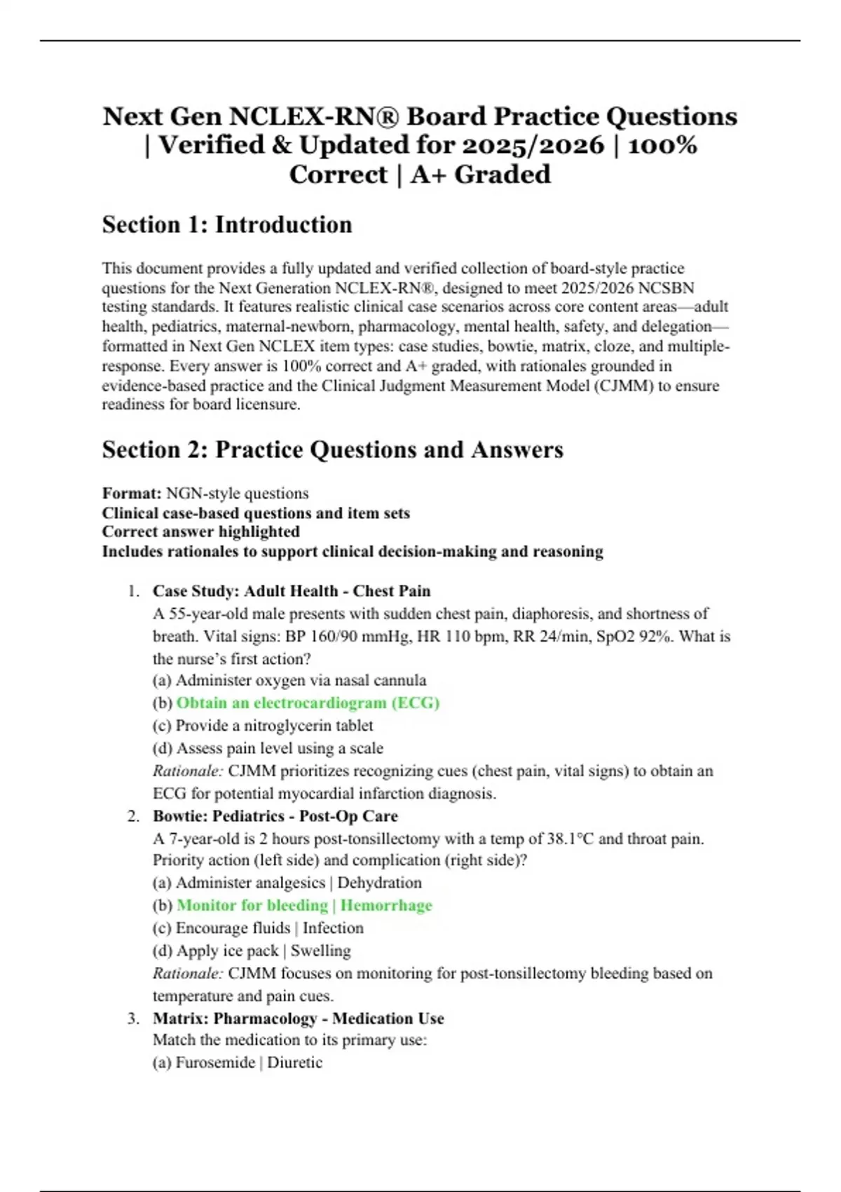 Next Gen NCLEX-RN® Board Practice Questions – Verified & Updated for ...