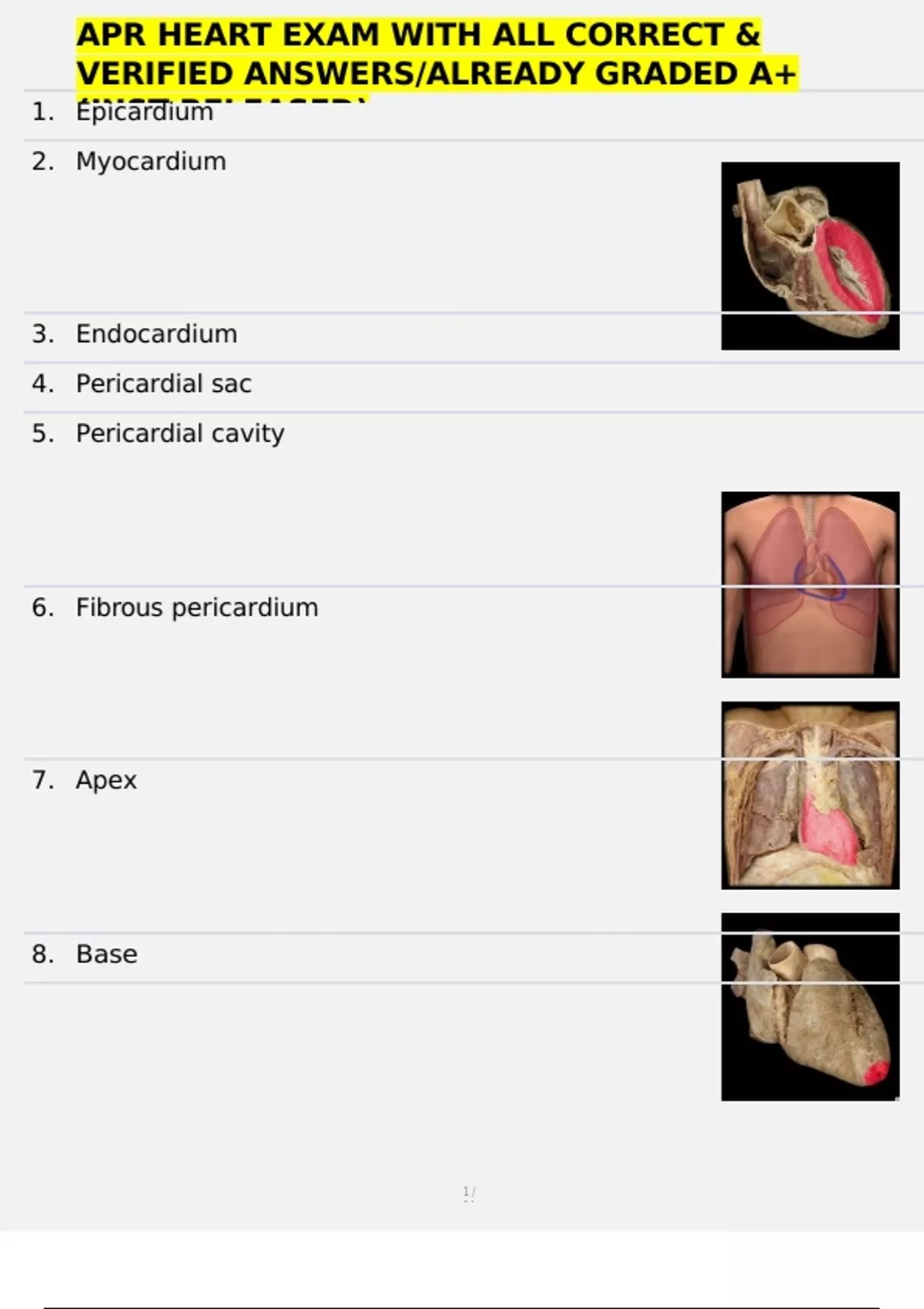 APR HEART EXAM WITH ALL CORRECT & VERIFIED ANSWERS/ALREADY GRADED A+ ...