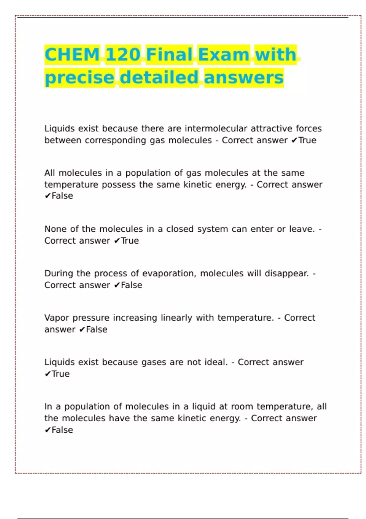 CHEM 120 / Chemistry 120 EXAMS BUNDLE | EXAM 1, EXAM 2, EXAM 3, EXAM 4 ...