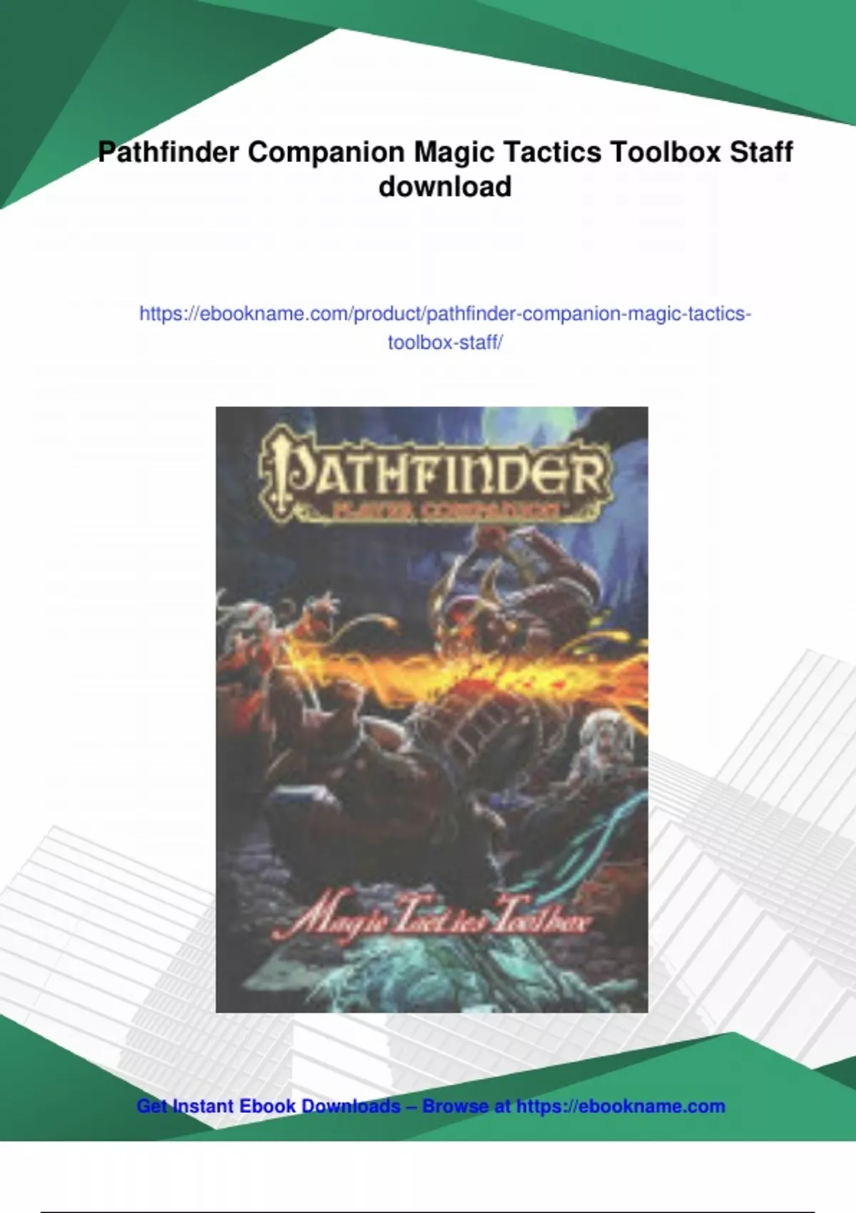 Summary Pathfinder Companion Magic Tactics Toolbox Staff - Instant ...
