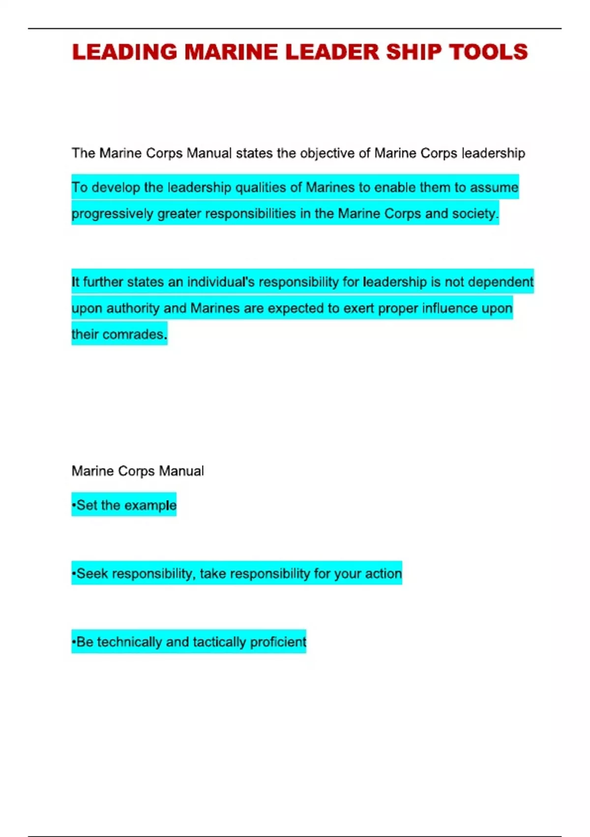 LEADING MARINE LEADER SHIP TOOLS QUESTIONS WITH SOLUTIONS 2025/ 2026 ...