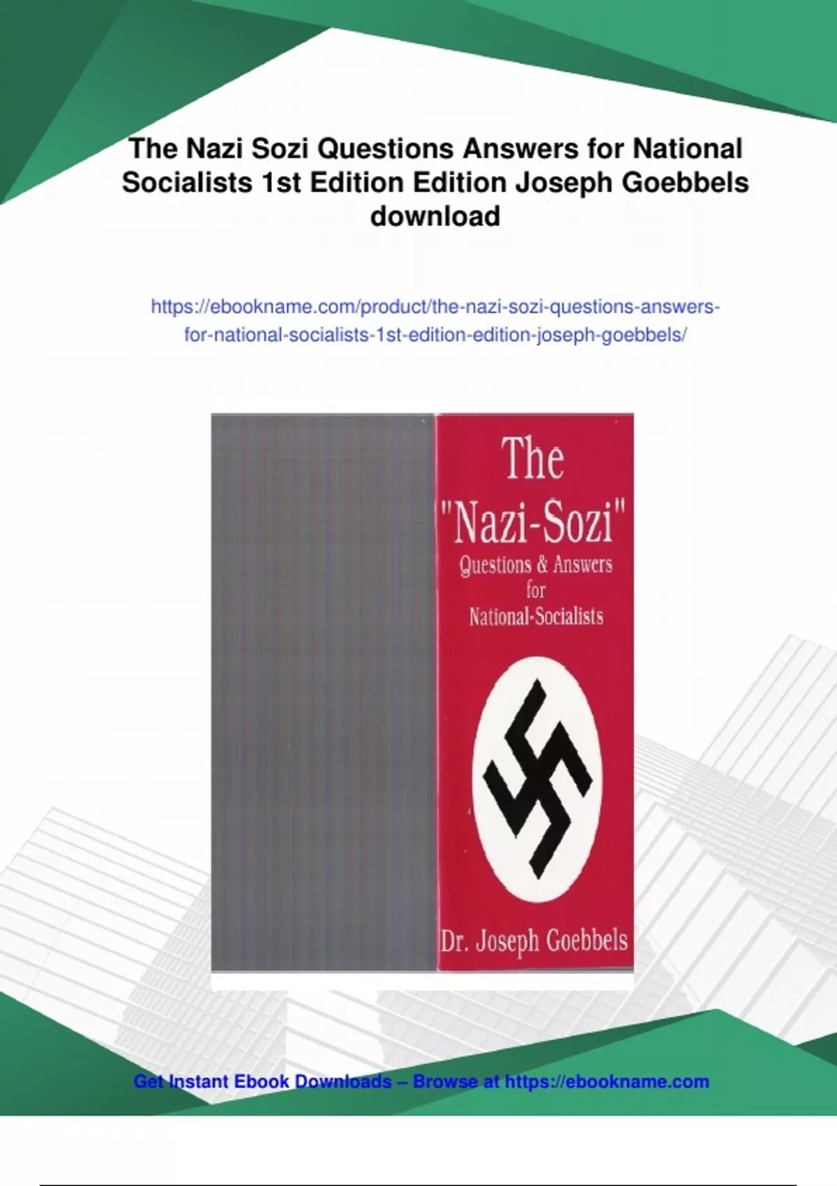 Summary The Nazi Sozi Questions Answers for National Socialists 1st ...