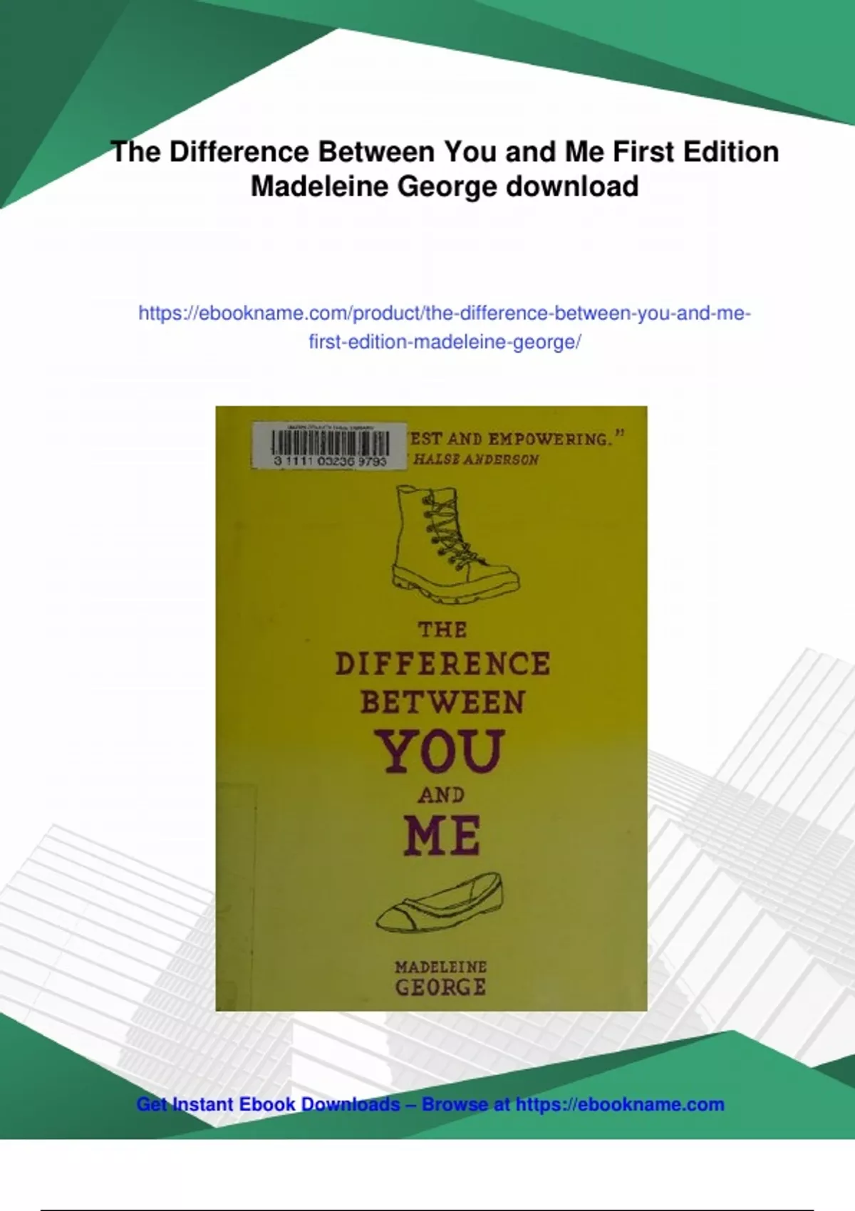Summary The Difference Between You and Me First Edition Madeleine ...