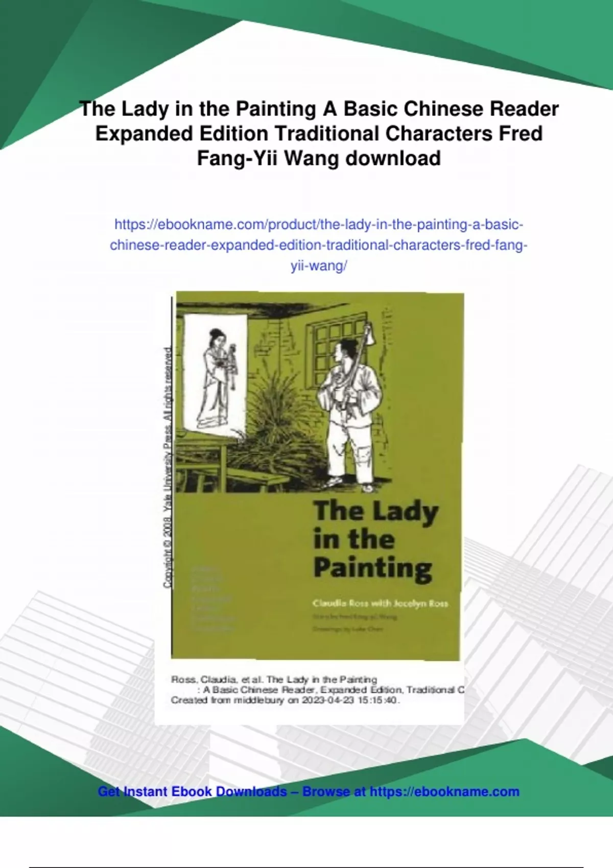 Summary The Lady in the Painting A Basic Chinese Reader Expanded ...