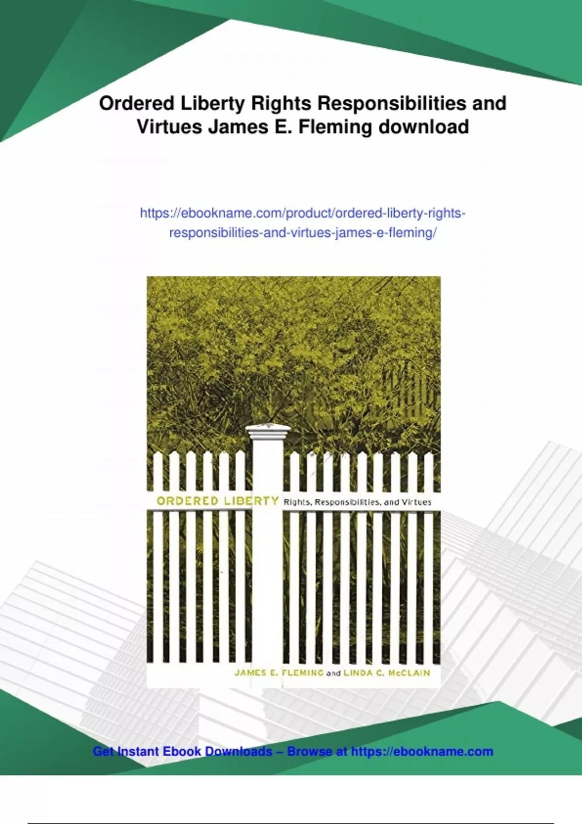 Summary Ordered Liberty Rights Responsibilities and Virtues James E ...