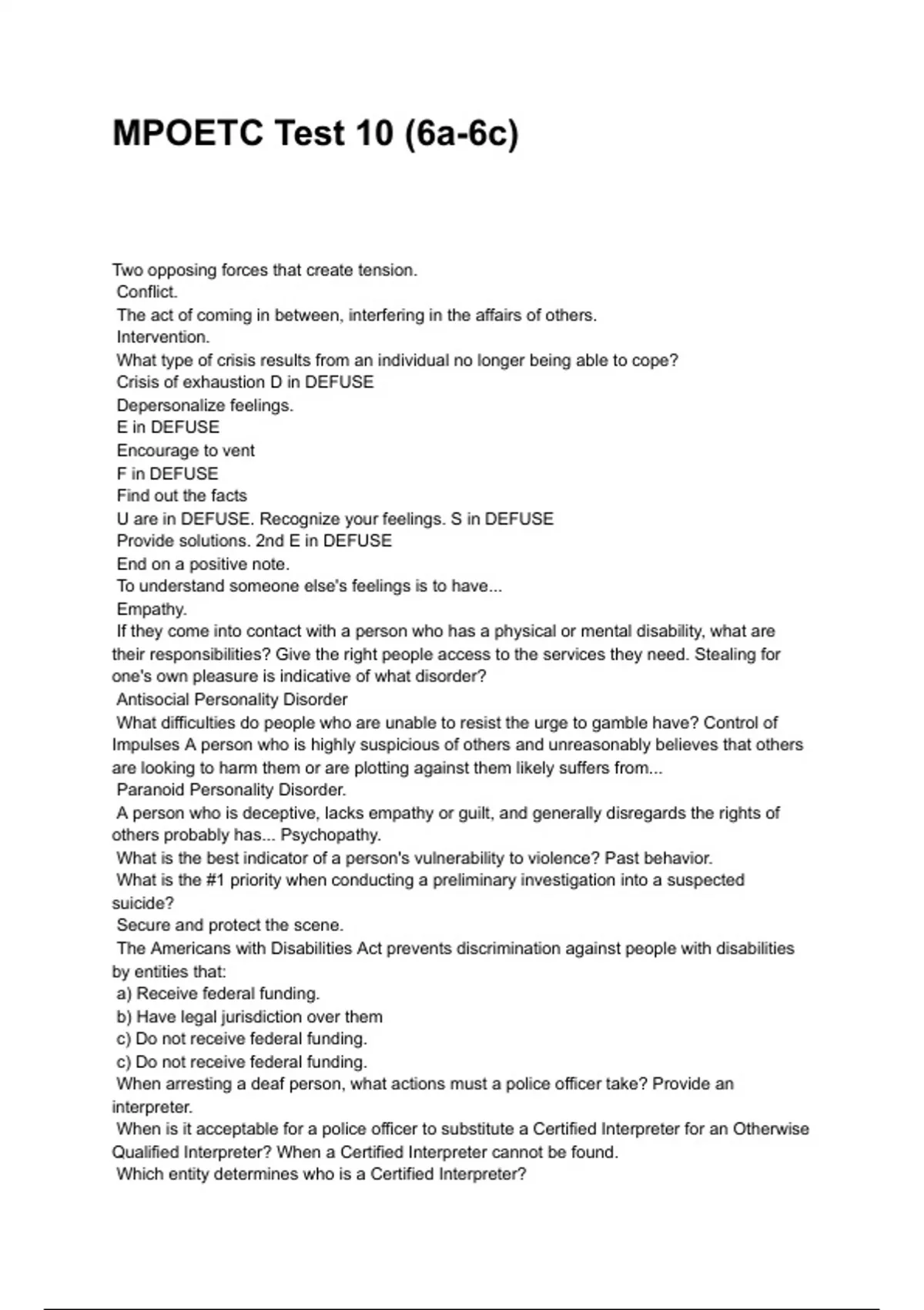 MPOETC Test 10 (6a-6c) NEWEST 2025/2026 QUESTIONS WITH DETAILED ...