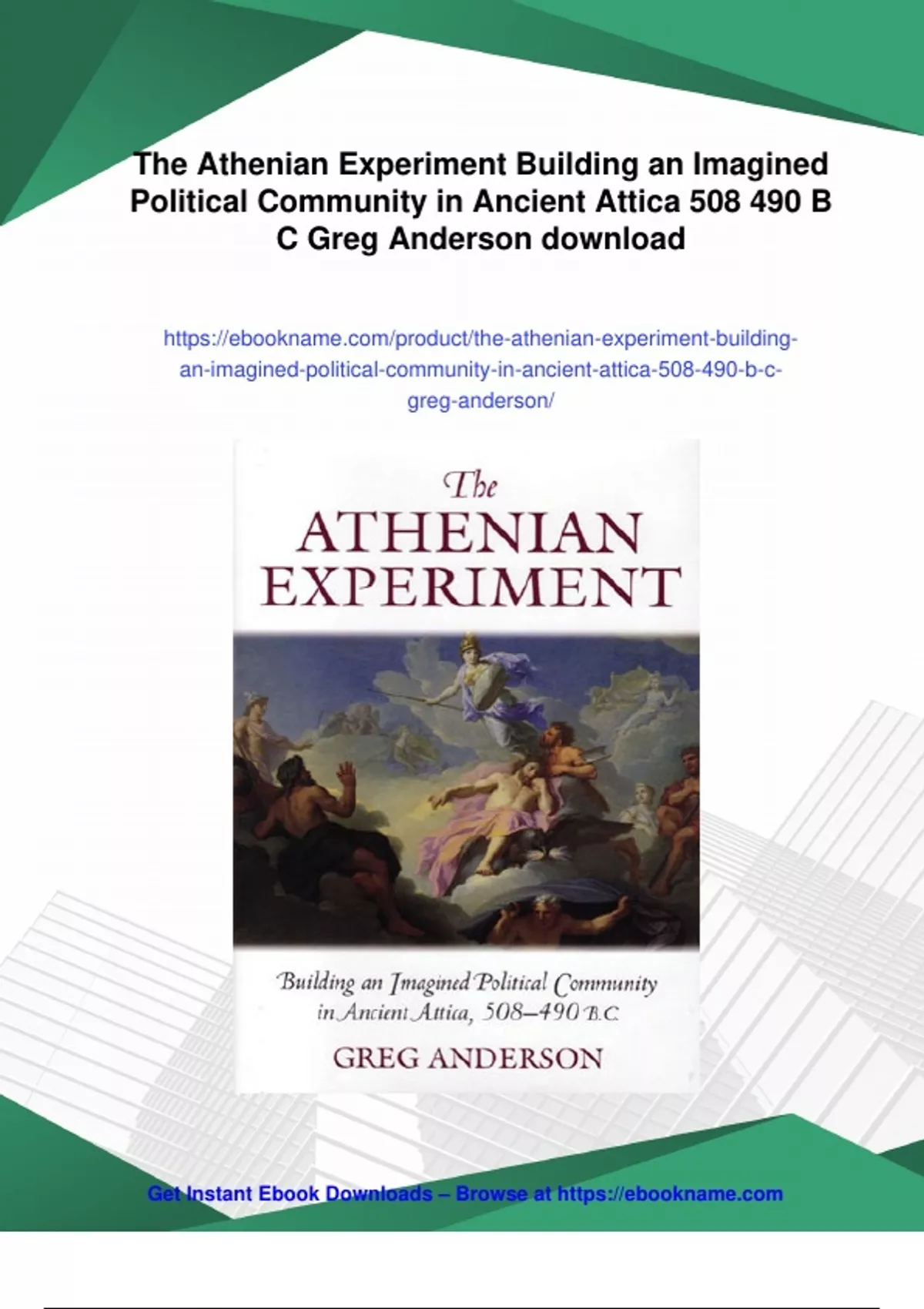 Summary The Athenian Experiment Building an Imagined Political ...