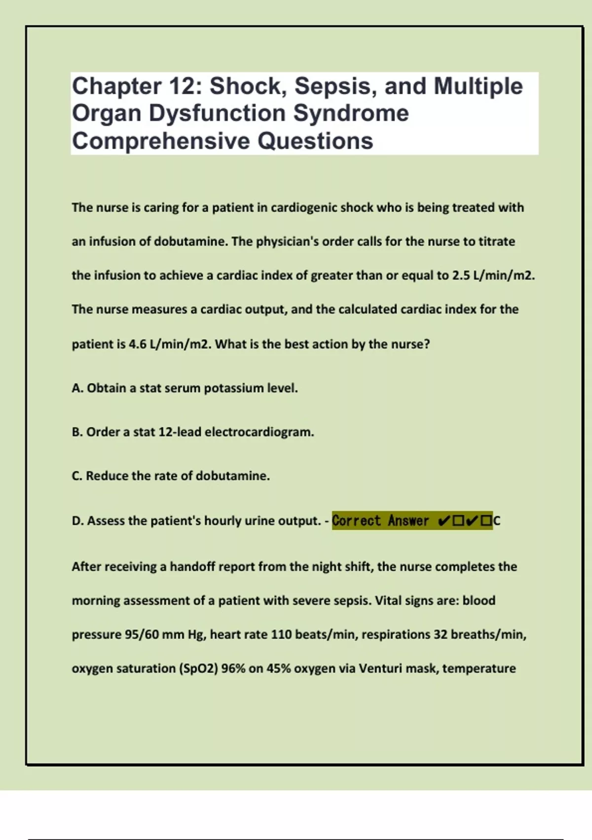 Chapter 12: Shock, Sepsis, and Multiple Organ Dysfunction Syndrome ...