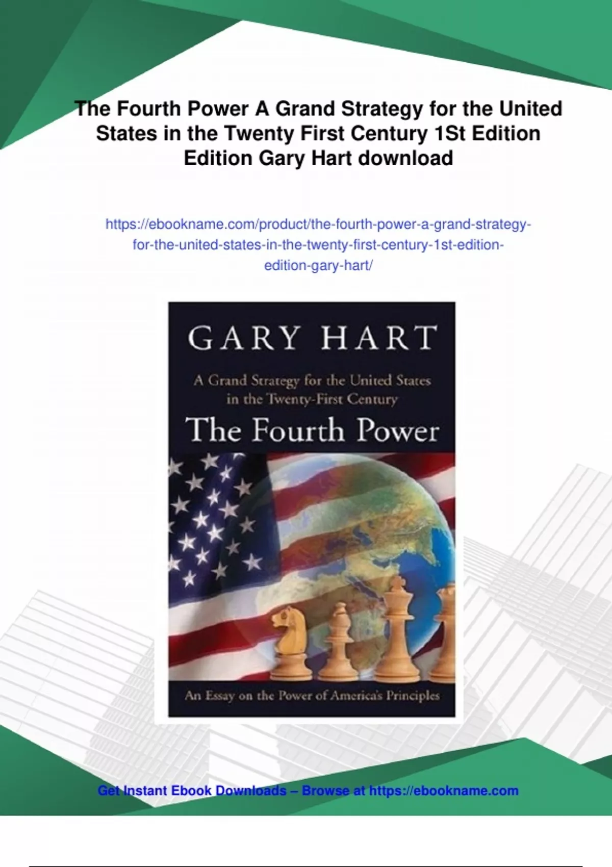 Summary The Fourth Power A Grand Strategy for the United States in the ...