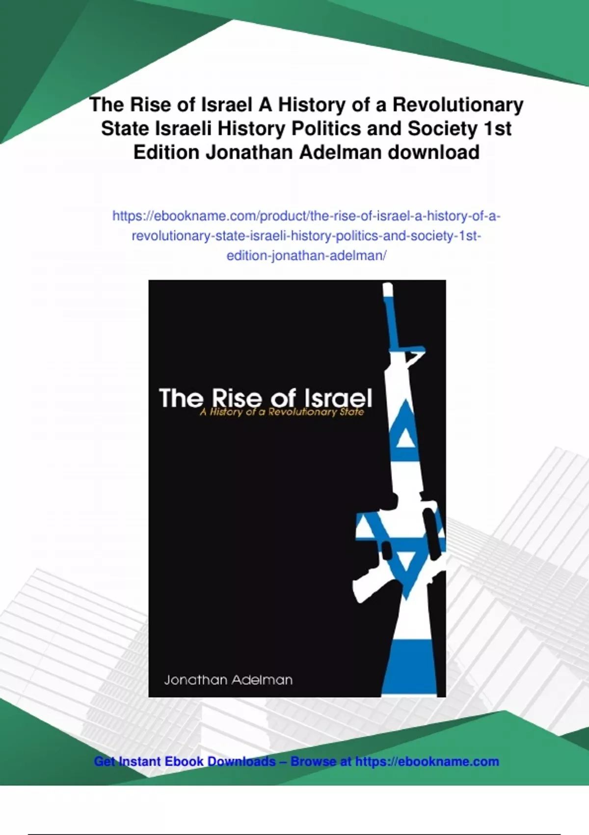 Summary The Rise of Israel A History of a Revolutionary State Israeli ...