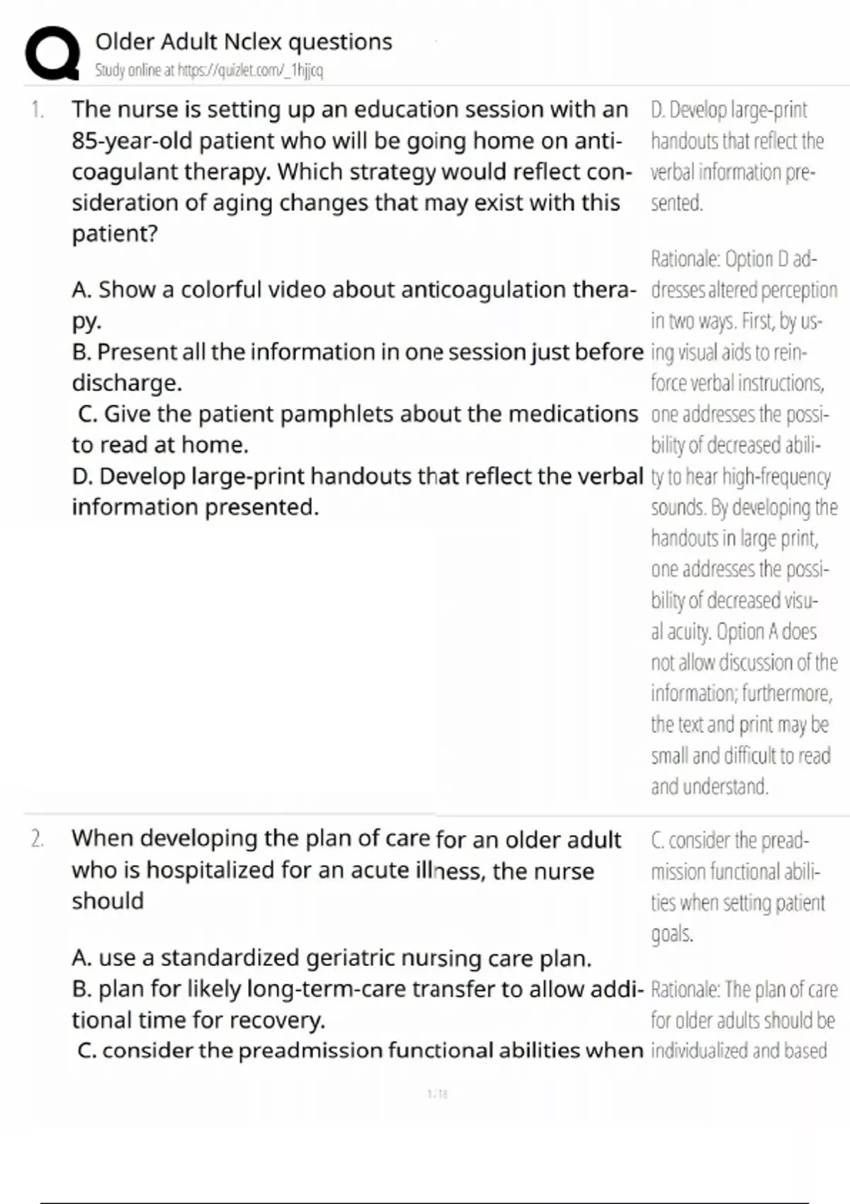 NCLEX-RN & NCLEX-PN Older Adult Nursing / Score 100% / 2025 Update ...