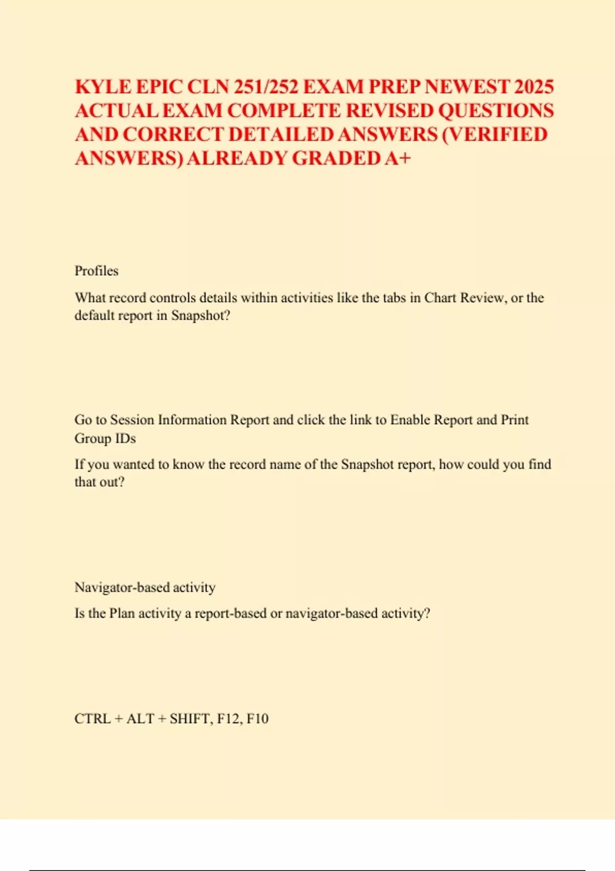 KYLE Epic CLN 251/252 Exam Prep – Newest 2025 Actual Exam with Complete ...