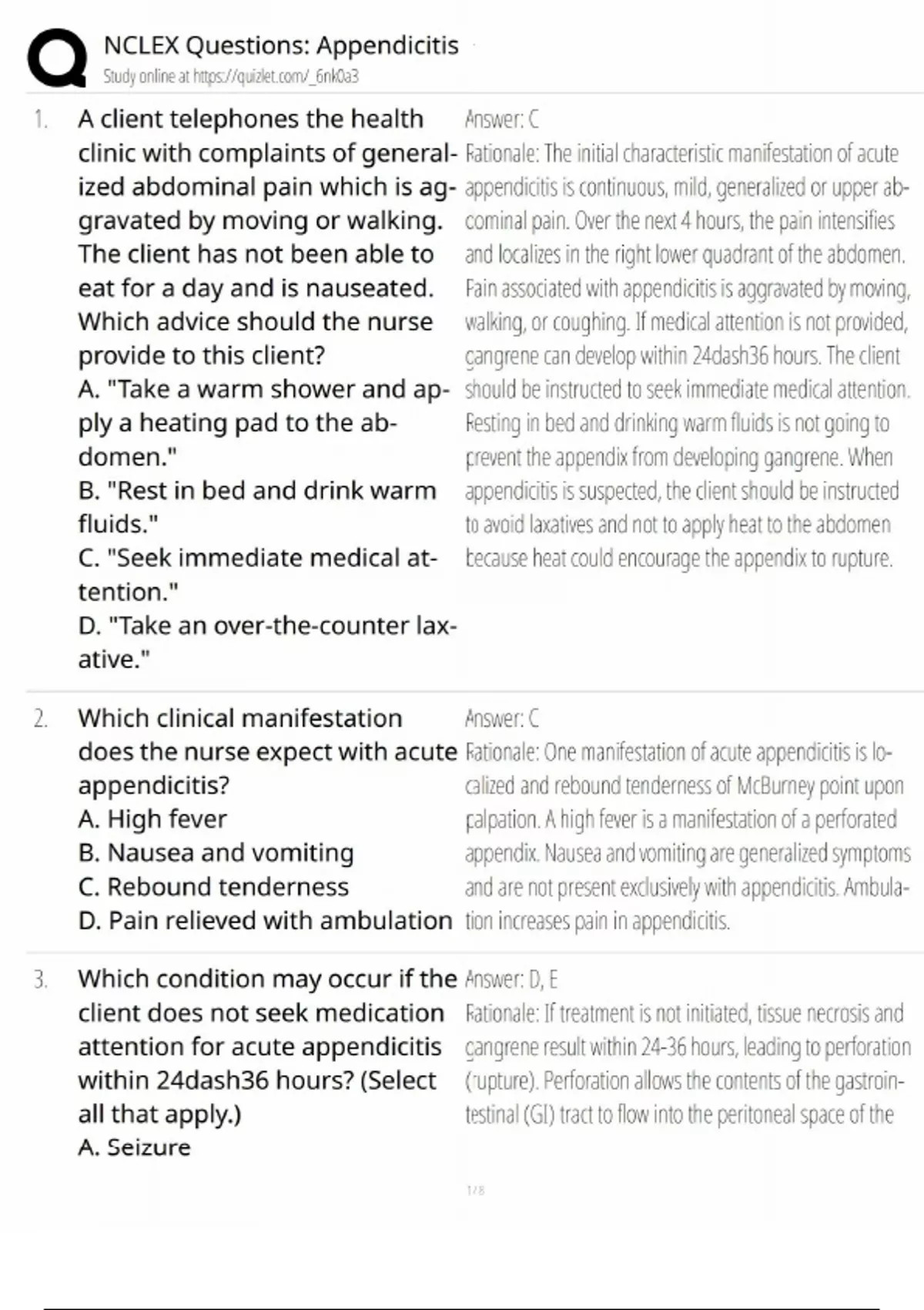 NCLEX-RN & NCLEX-PN Appendicitis / Score 100% / 2025 Update / NCLEX ...