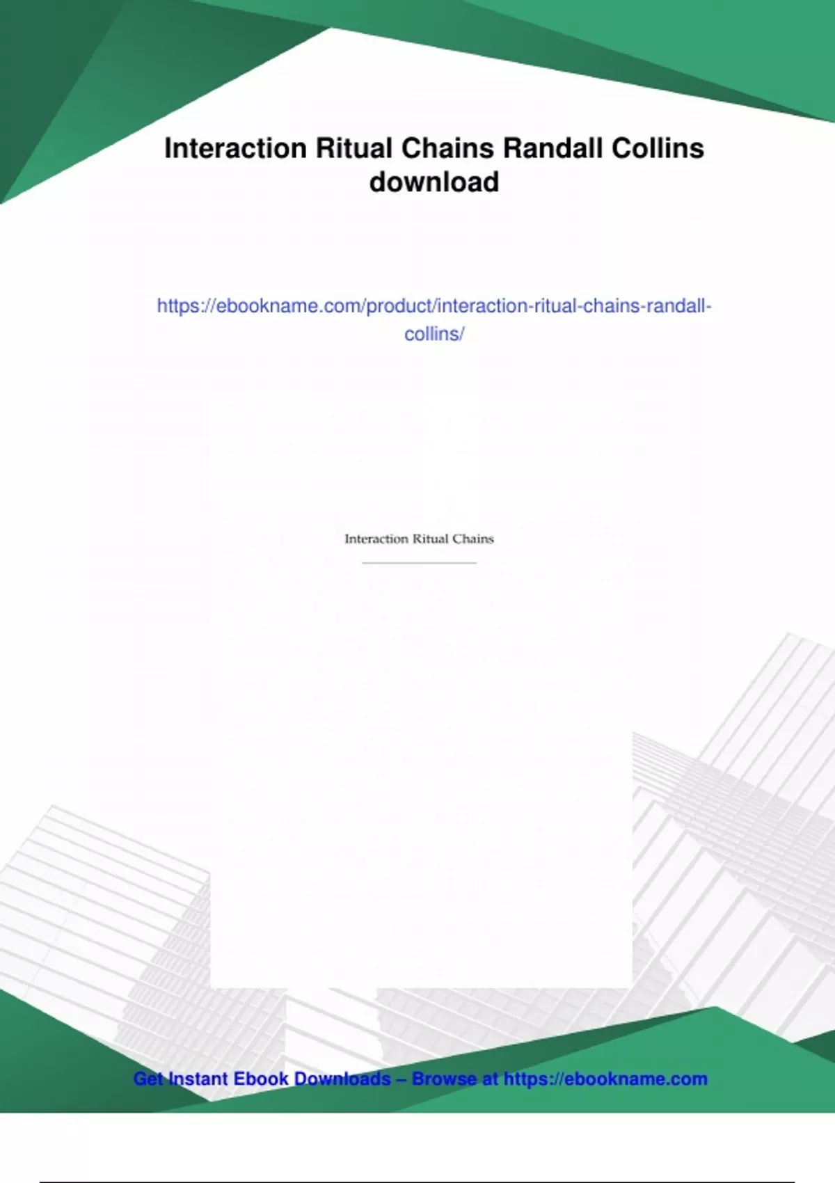 Summary Interaction Ritual Chains Randall Collins - Digital Download ...