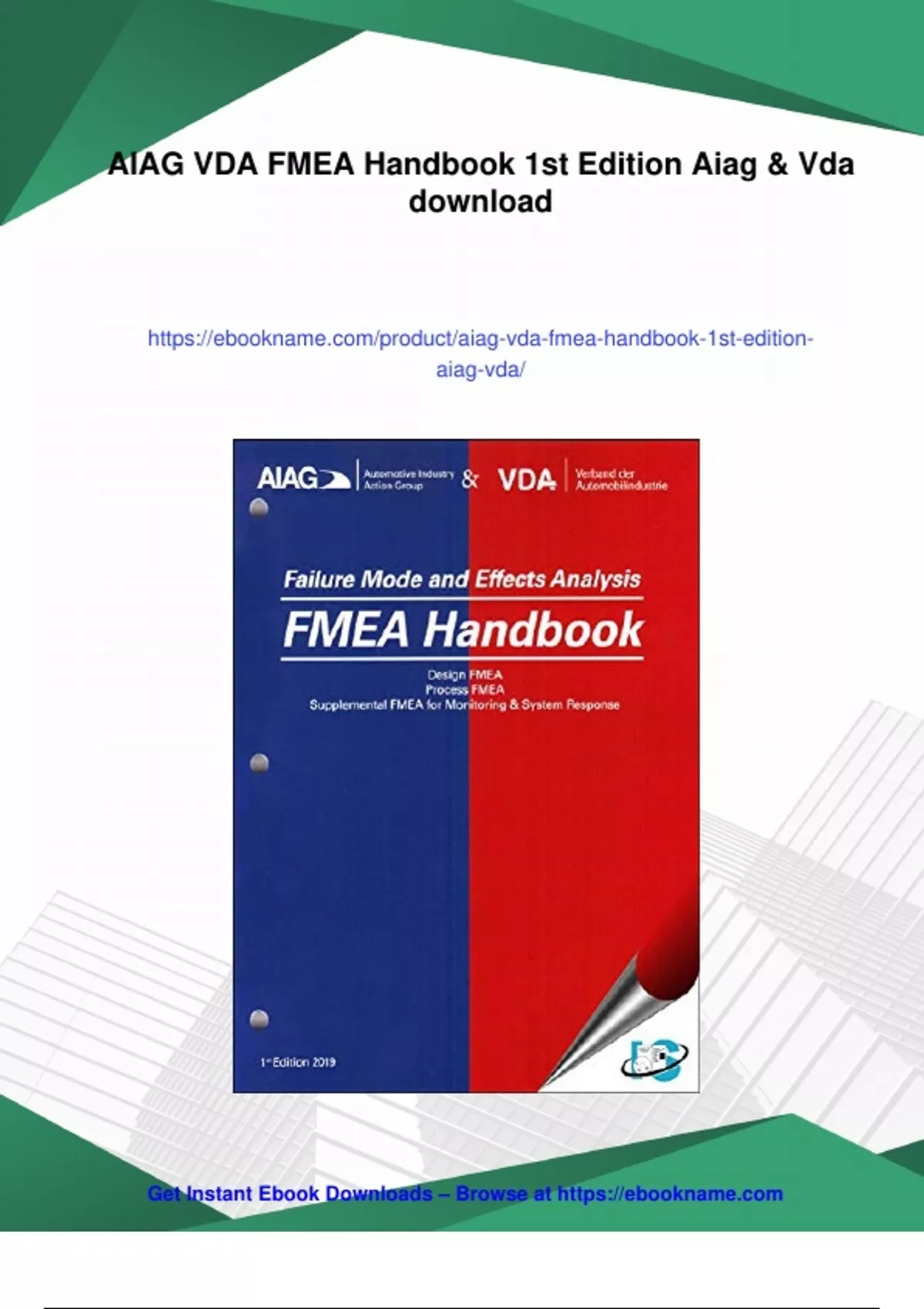 Summary AIAG VDA FMEA Handbook 1st Edition Aiag & Vda - PDF Download ...