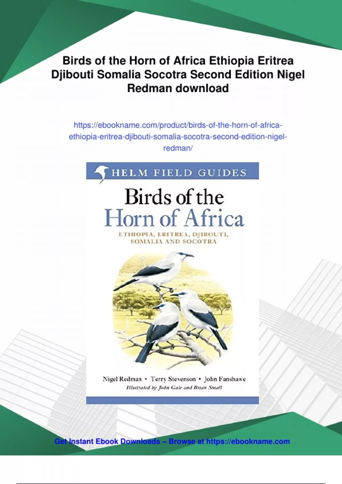 Summary Birds of the Horn of Africa Ethiopia Eritrea Djibouti Somalia ...