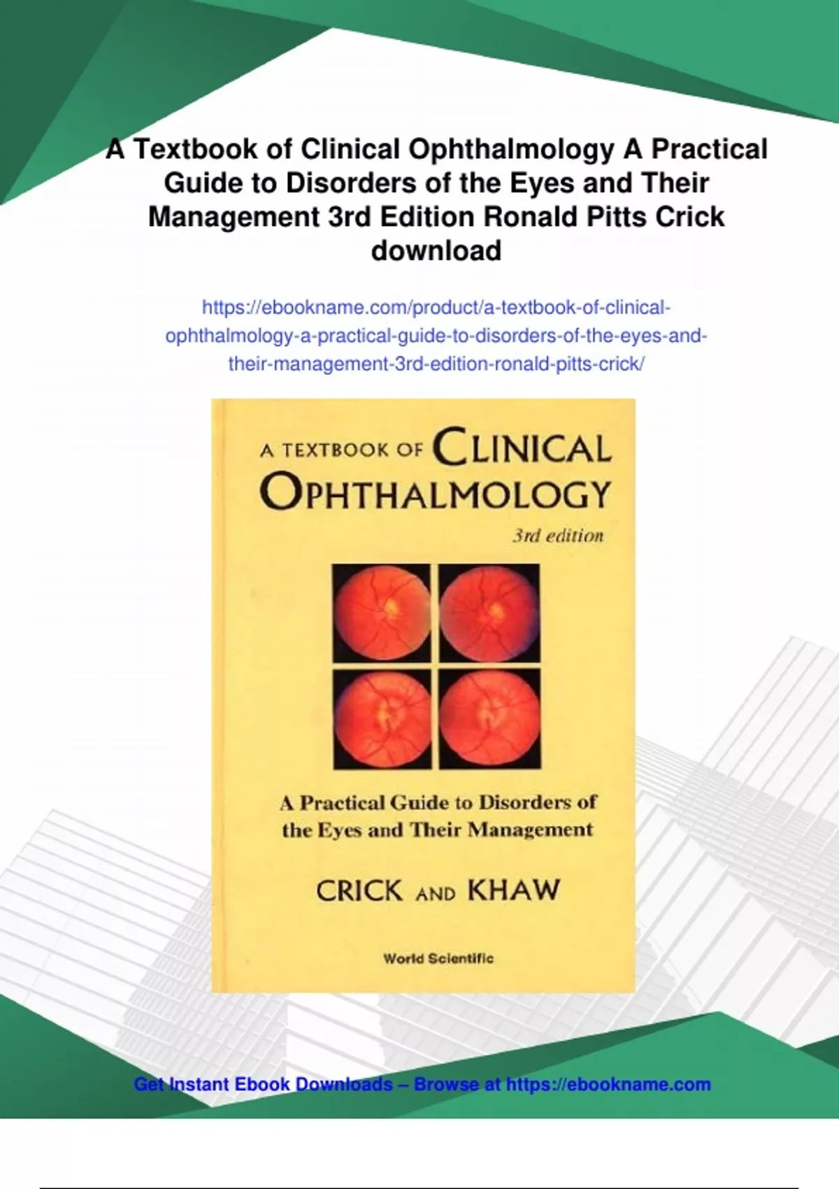 Summary A Textbook of Clinical Ophthalmology A Practical Guide to ...