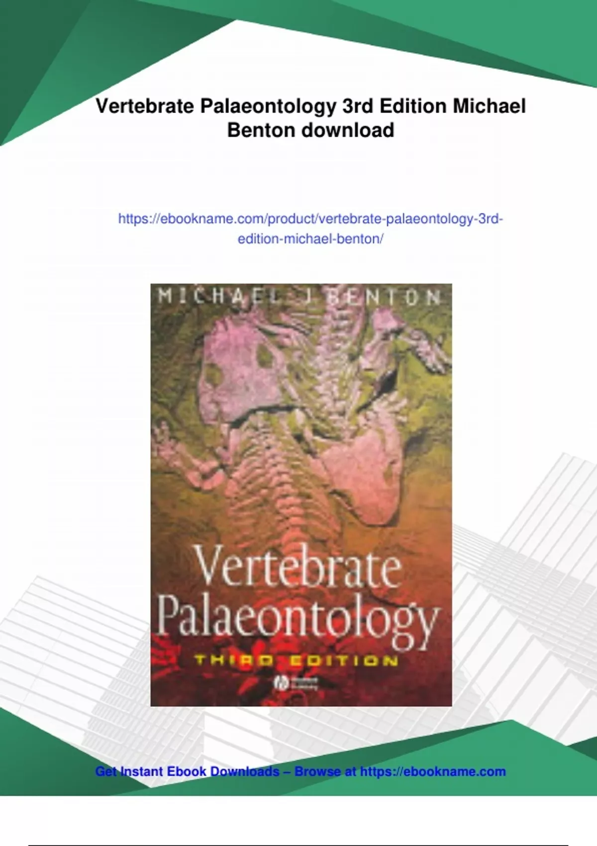 Summary Vertebrate Palaeontology 3rd Edition Michael Benton - Instant ...