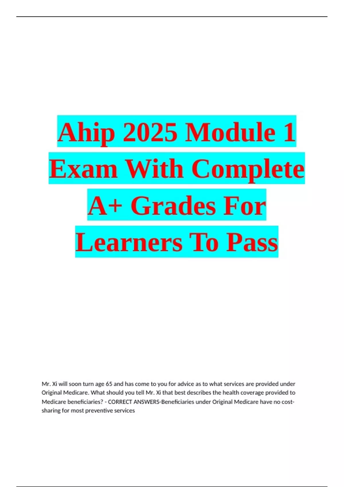 Ahip 2025 Module 1 Exam With Complete A+ Grades For Learners To Pass ...