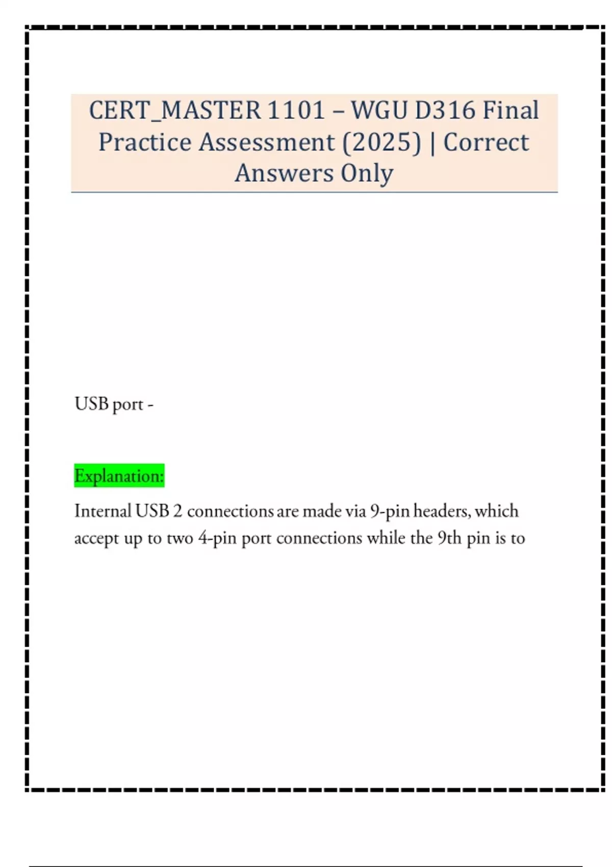 CERT_MASTER 1101 – WGU D316 Final Practice Assessment (2025) | Correct Answers Only - CERT ...