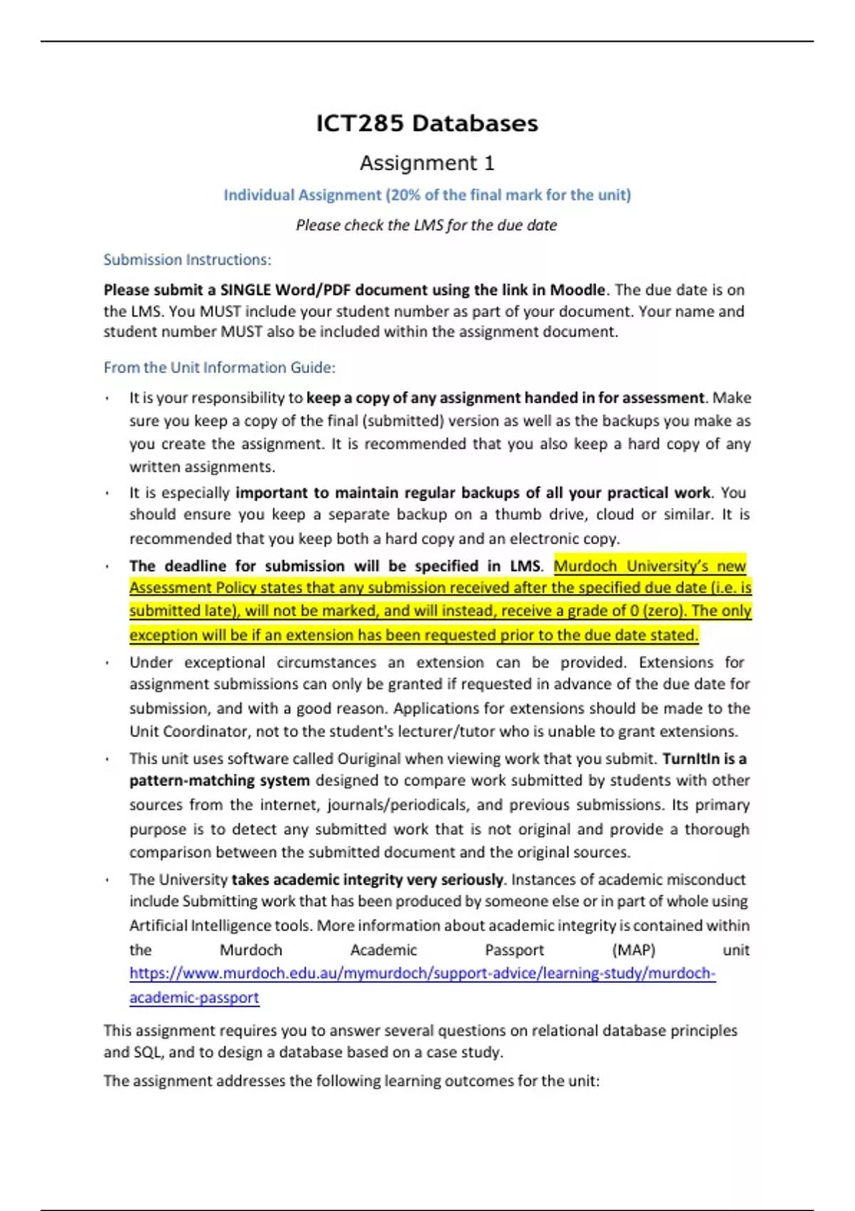 ICT 285 Assignment 1 (Summer 2025) | Murdoch University - ICT 285 - Stuvia US