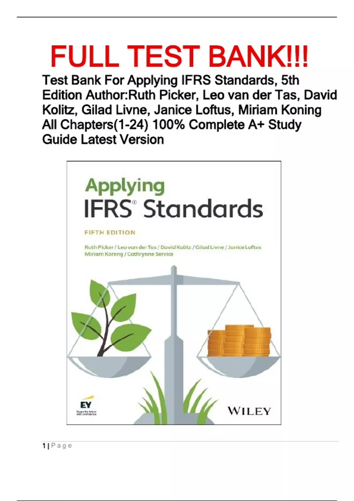 Test Bank For Applying IFRS Standards, 5th Edition Author:Ruth Picker ...