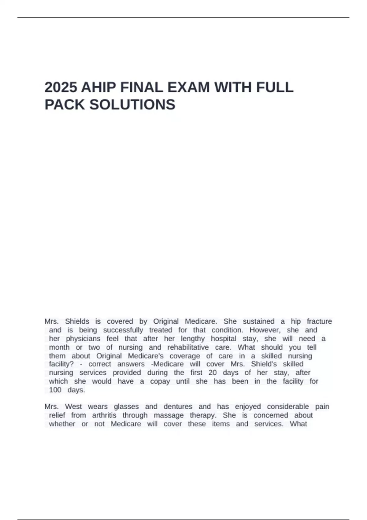 2025 AHIP FINAL EXAM WITH FULL PACK SOLUTIONS - AHIP - Stuvia US