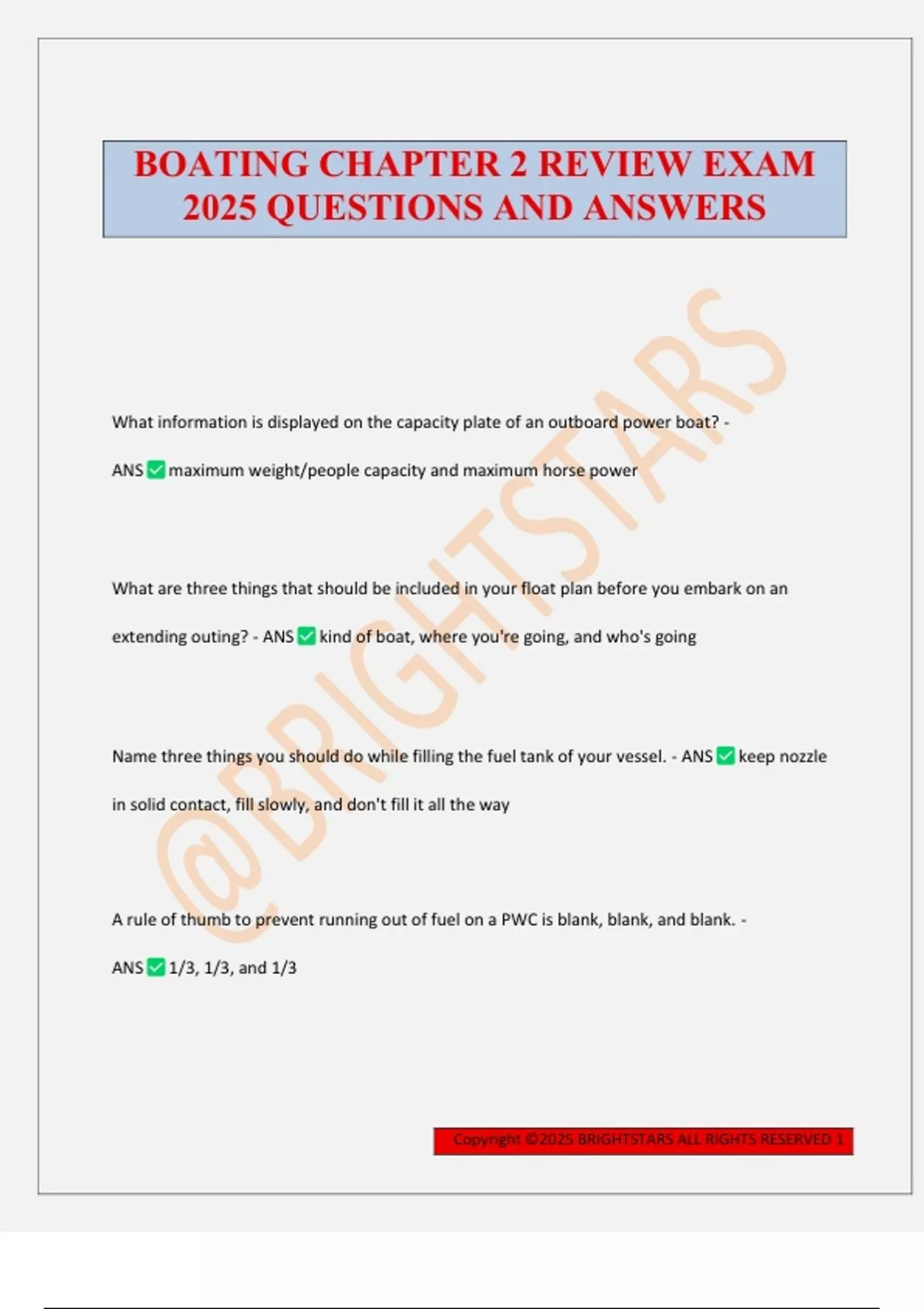 BOATING CHAPTER 2 REVIEW EXAM 2025 QUESTIONS AND ANSWERS - BOATING ...