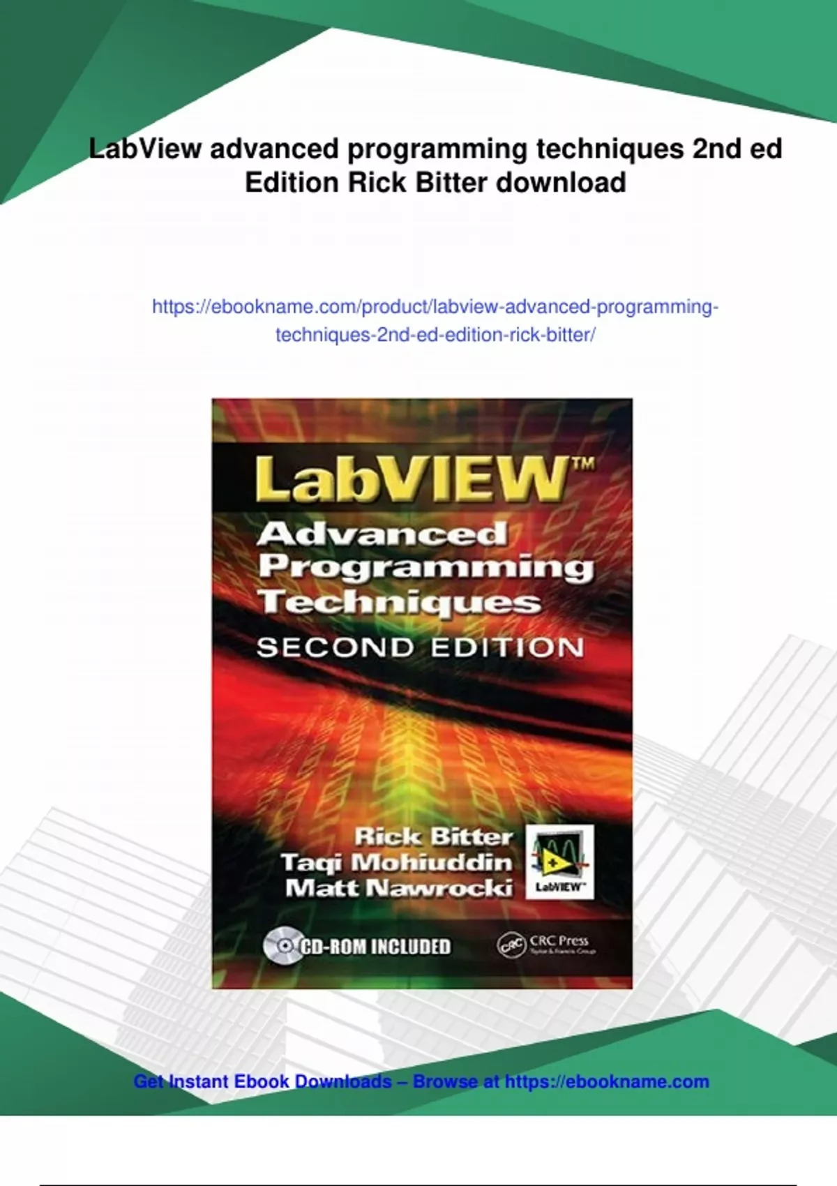 Summary LabView advanced programming techniques 2nd ed Edition Rick Bitter - Digital Download ...