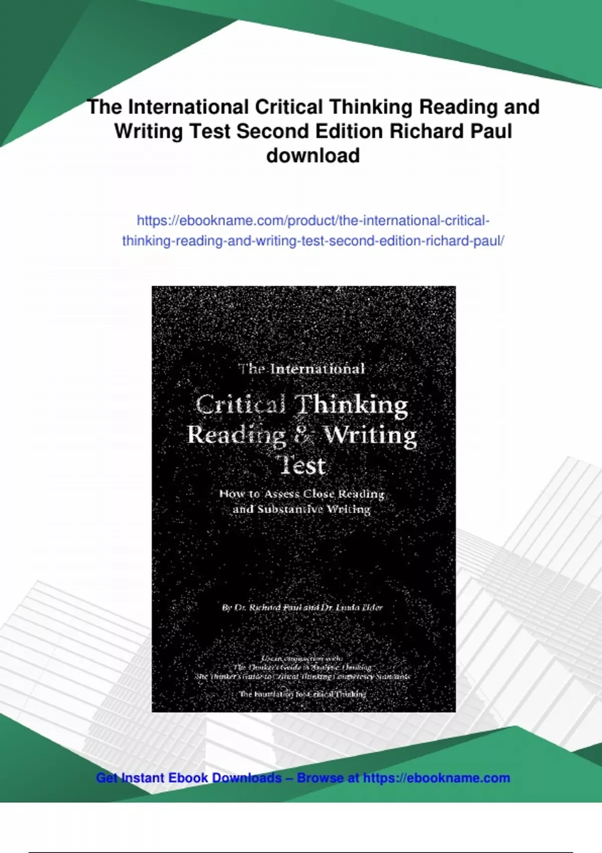 Summary The International Critical Thinking Reading and Writing Test ...