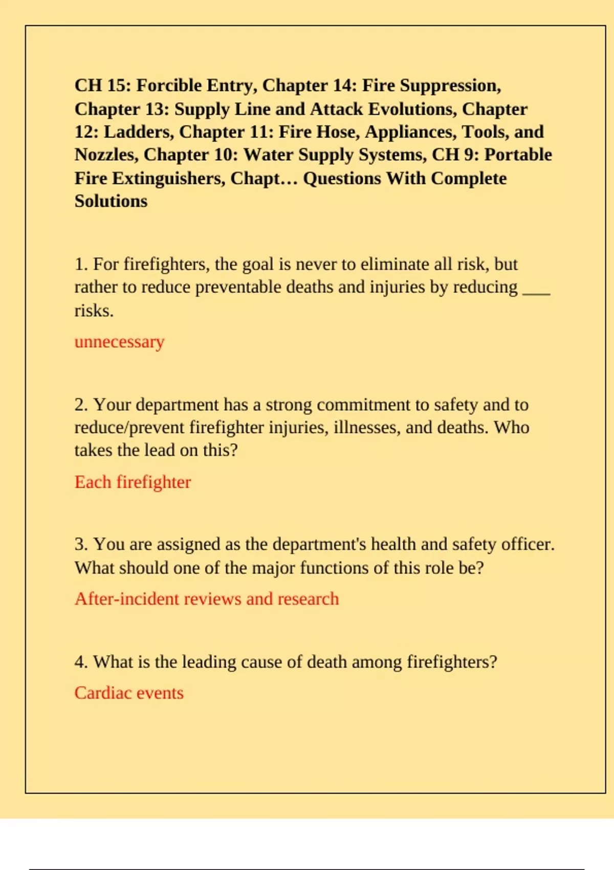 CH 15: Forcible Entry, Chapter 14: Fire Suppression, Chapter 13: Supply ...