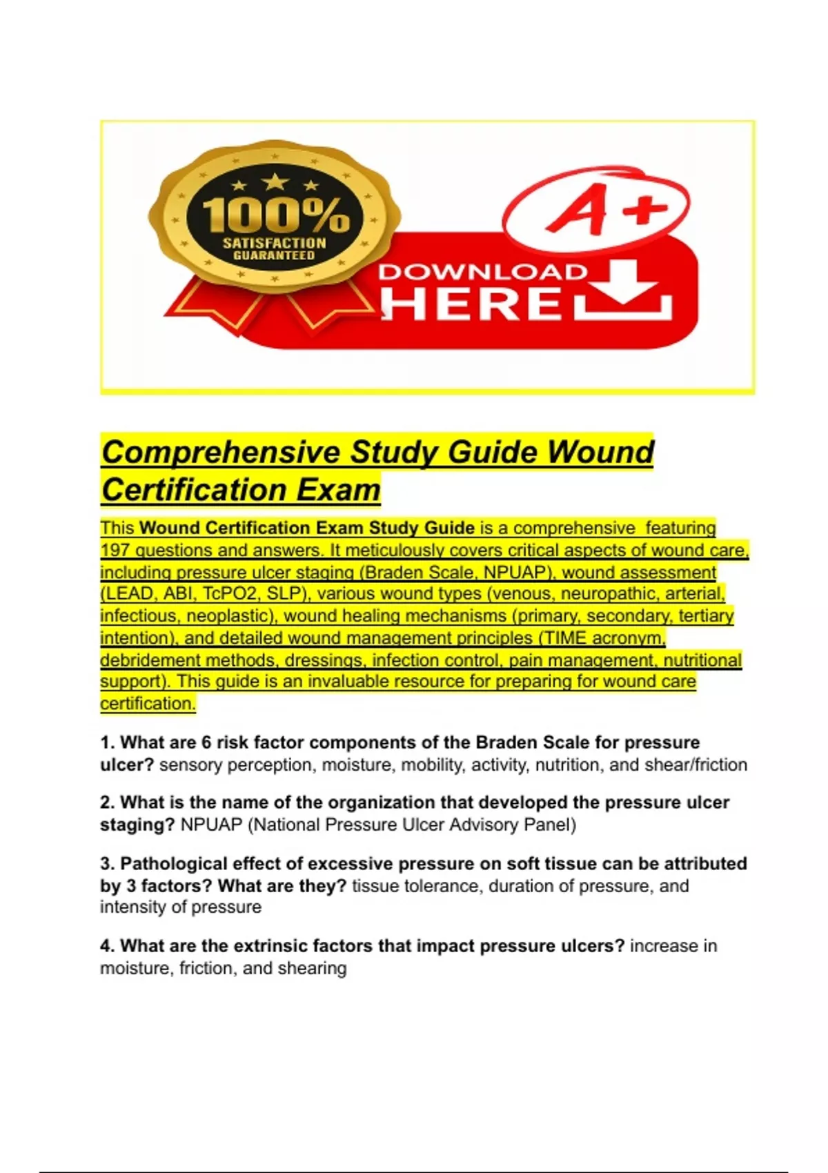 Wound Certification Exam – Comprehensive Study Guide – 2024 – Complete Review with Practice ...