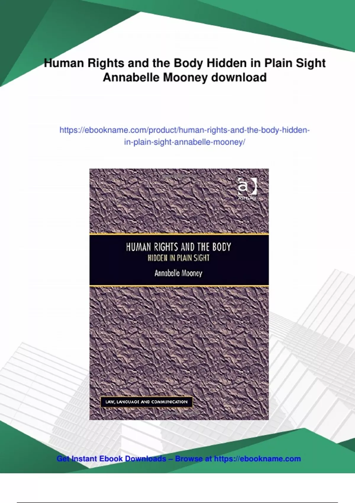 Summary Human Rights and the Body Hidden in Plain Sight Annabelle ...