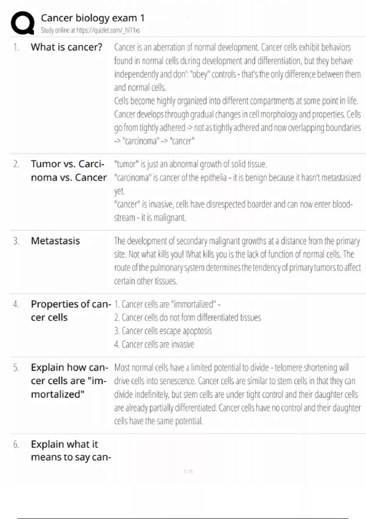 Cancer Biology Exam 1 / Score 100% / 2025 Update / Essential Cancer Cell Biology Study Guide ...