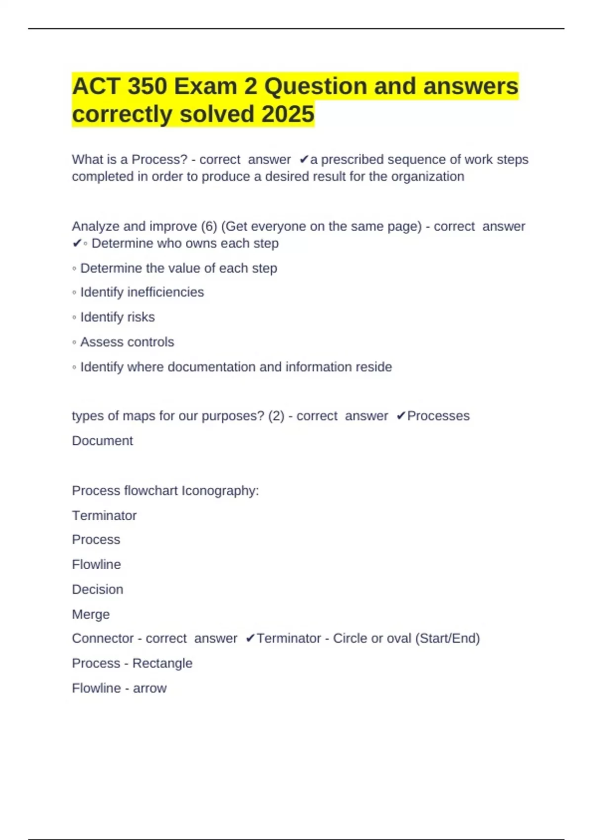 ACT 350 Exam 2 Question and answers correctly solved 2025 - ACT 350 ...