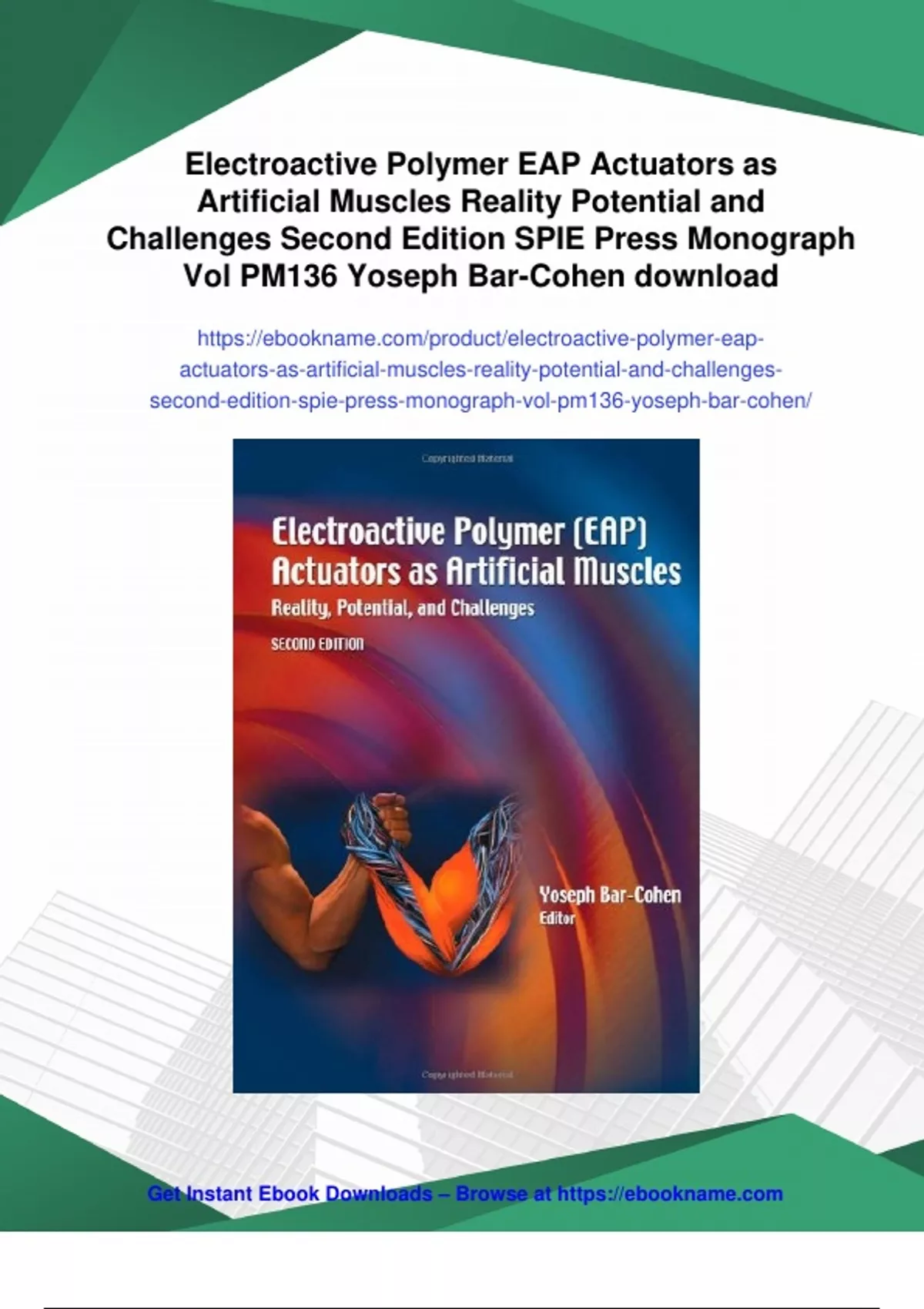 Summary Electroactive Polymer EAP Actuators as Artificial Muscles ...