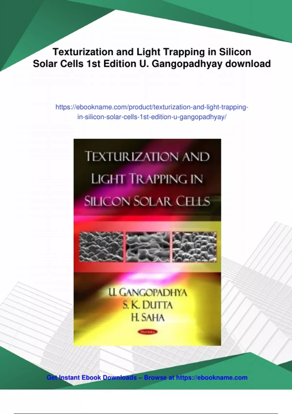 Summary Texturization and Light Trapping in Silicon Solar Cells 1st ...