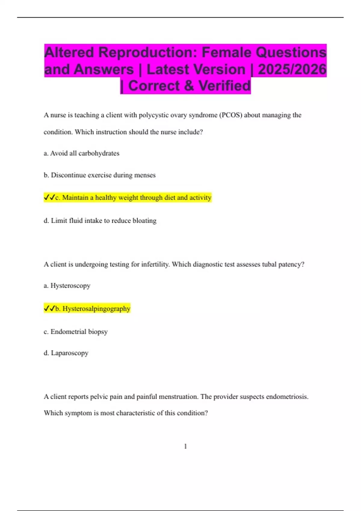 Altered Reproduction: Female Questions and Answers | Latest Version ...