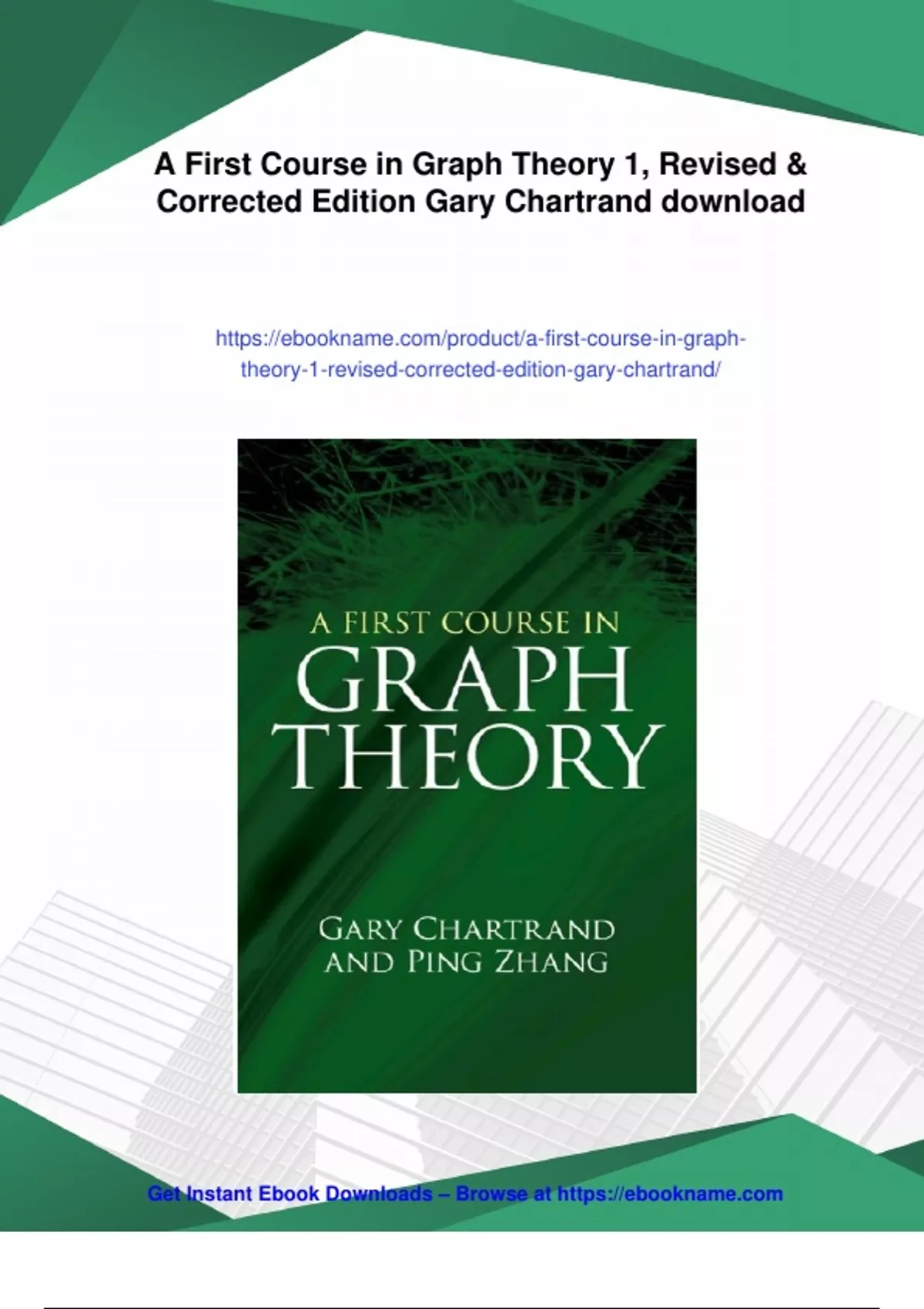 Summary A First Course in Graph Theory 1, Revised & Corrected Edition ...