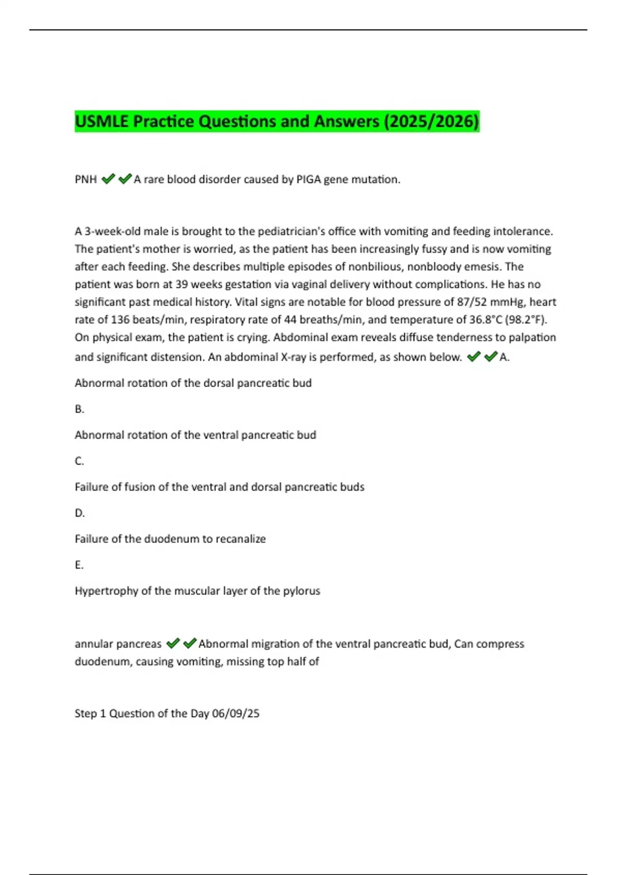 USMLE Practice Questions and Answers (2025/2026) - USMLE - Stuvia US