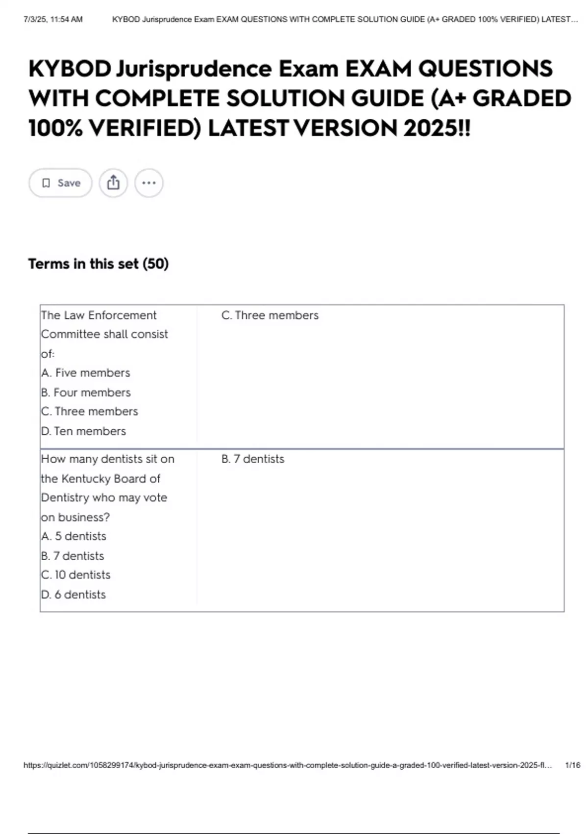 KYBOD Jurisprudence Exam EXAM QUESTIONS WITH COMPLETE SOLUTION GUIDE ...