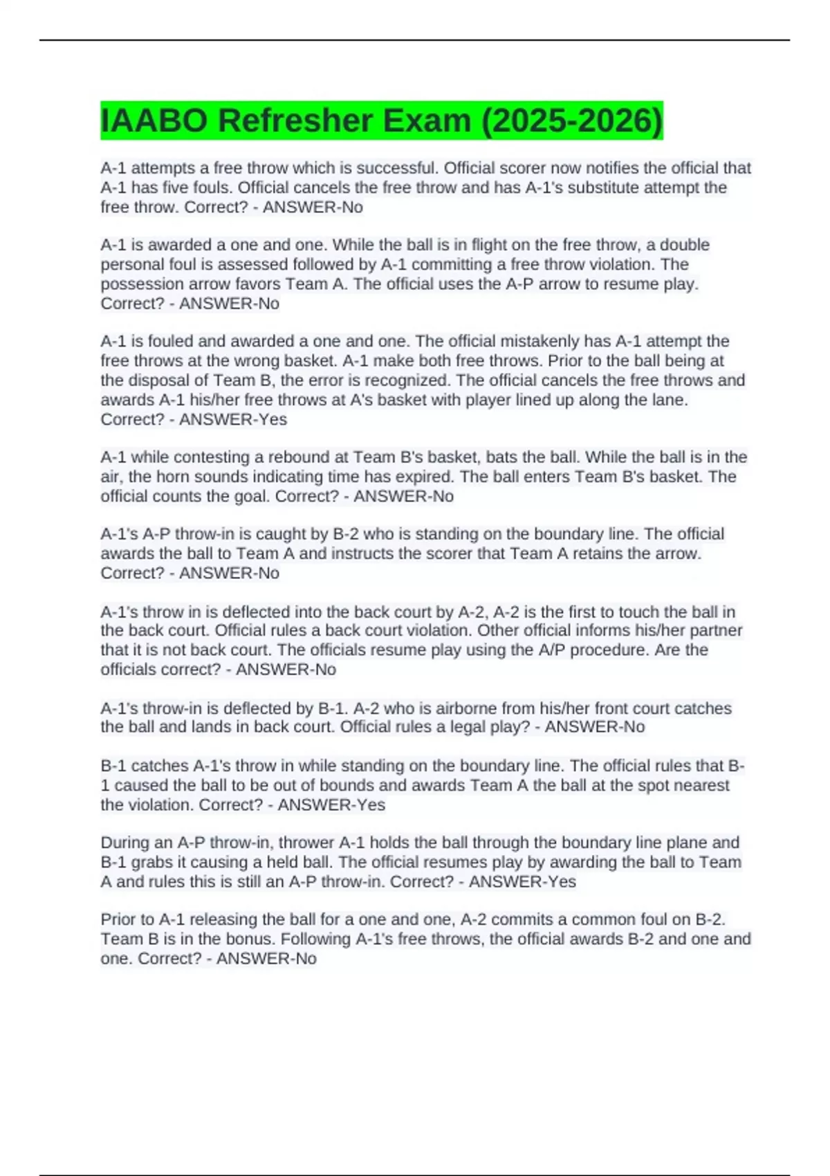 IAABO Refresher Exam () - IAABO Refresher - Stuvia US