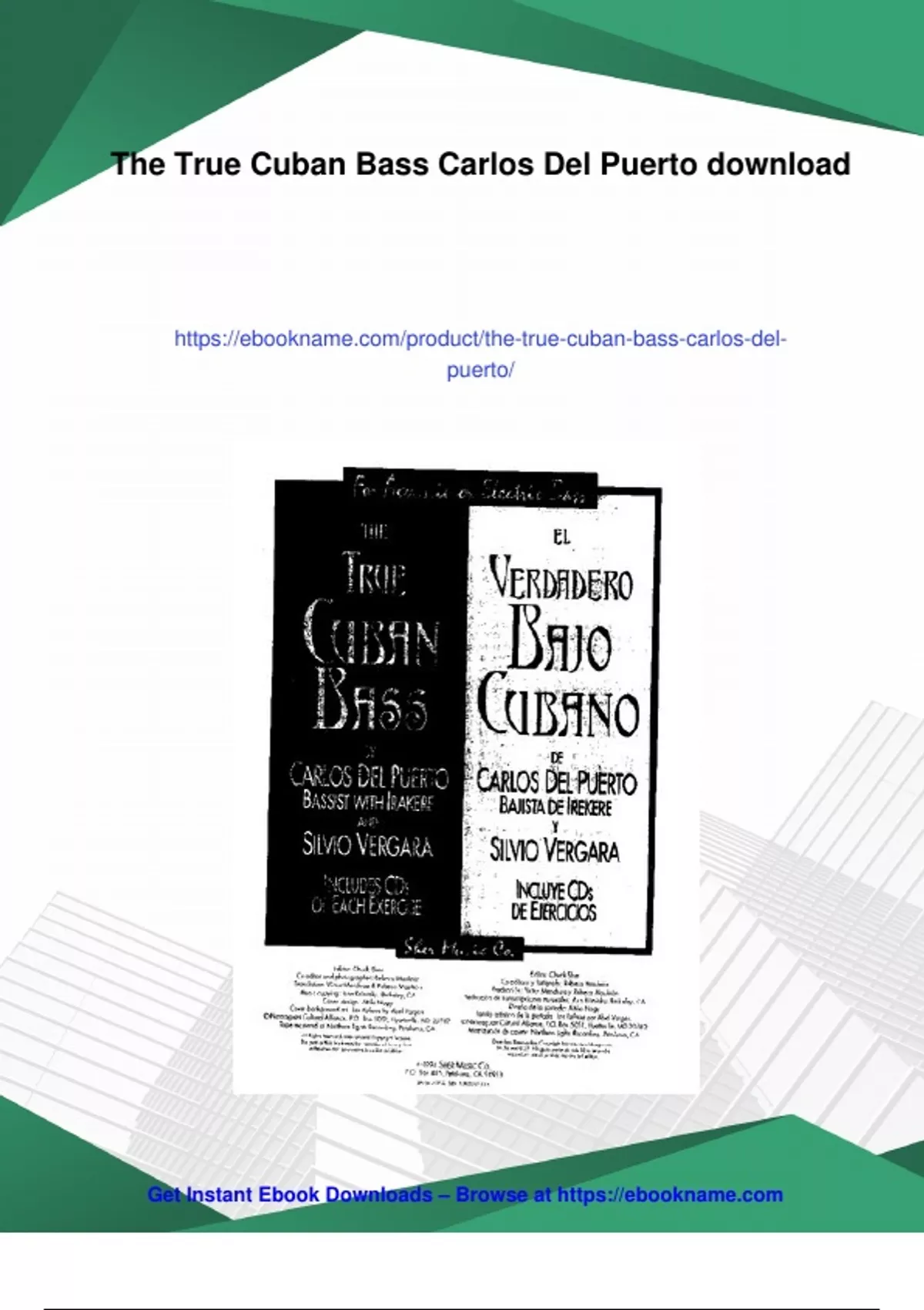 Summary The True Cuban Bass Carlos Del Puerto - Digital Download ...