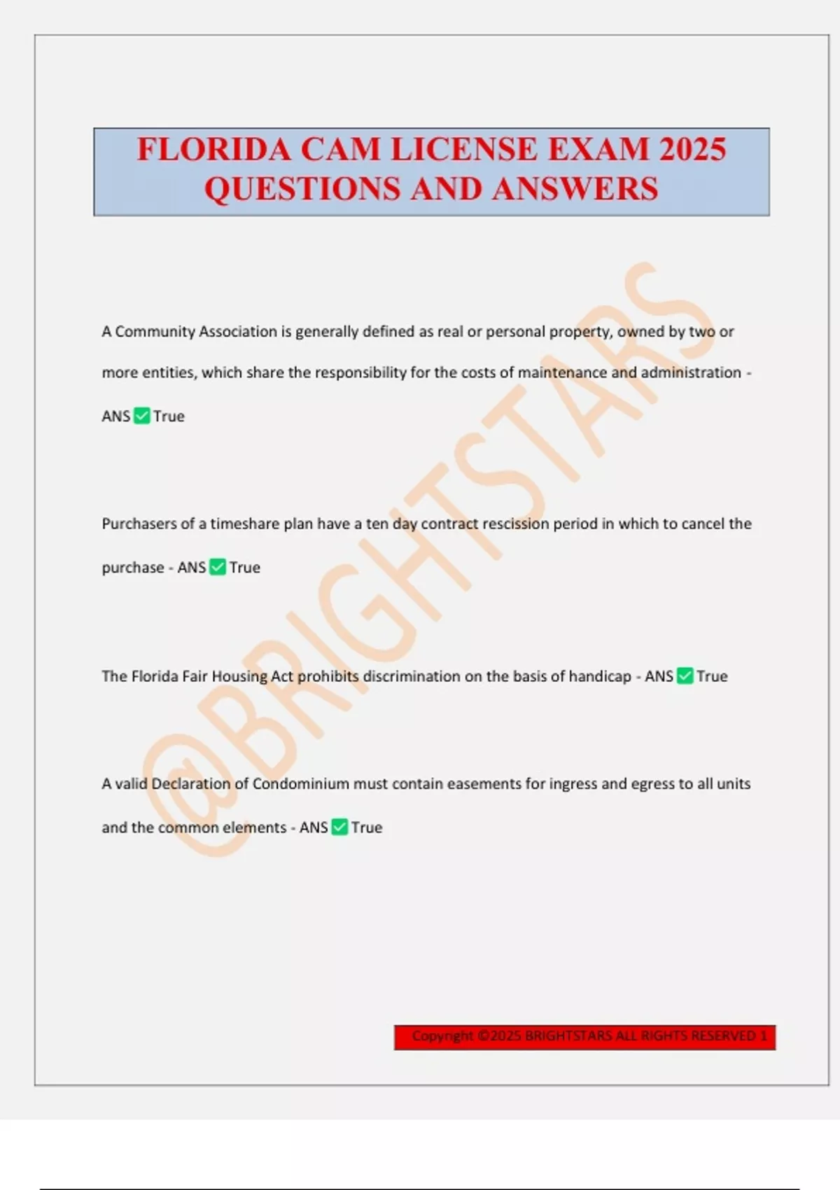 FLORIDA CAM LICENSE EXAM 2025 QUESTIONS AND ANSWERS - FLORIDA CAM ...
