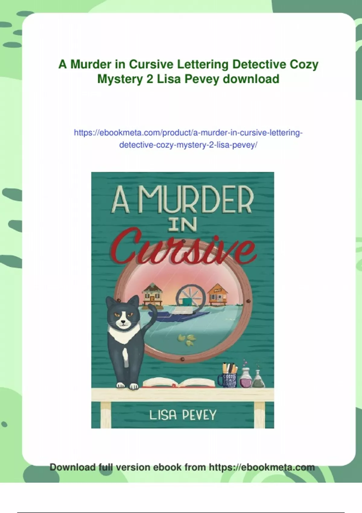 Summary A Murder in Cursive Lettering Detective Cozy Mystery 2 Lisa ...